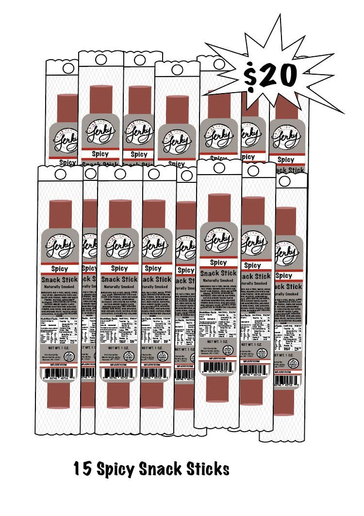 Moses Family Beef Jerky, Spicy Snack Stick, 1 Ounce (Pack of 15), Fresh ...