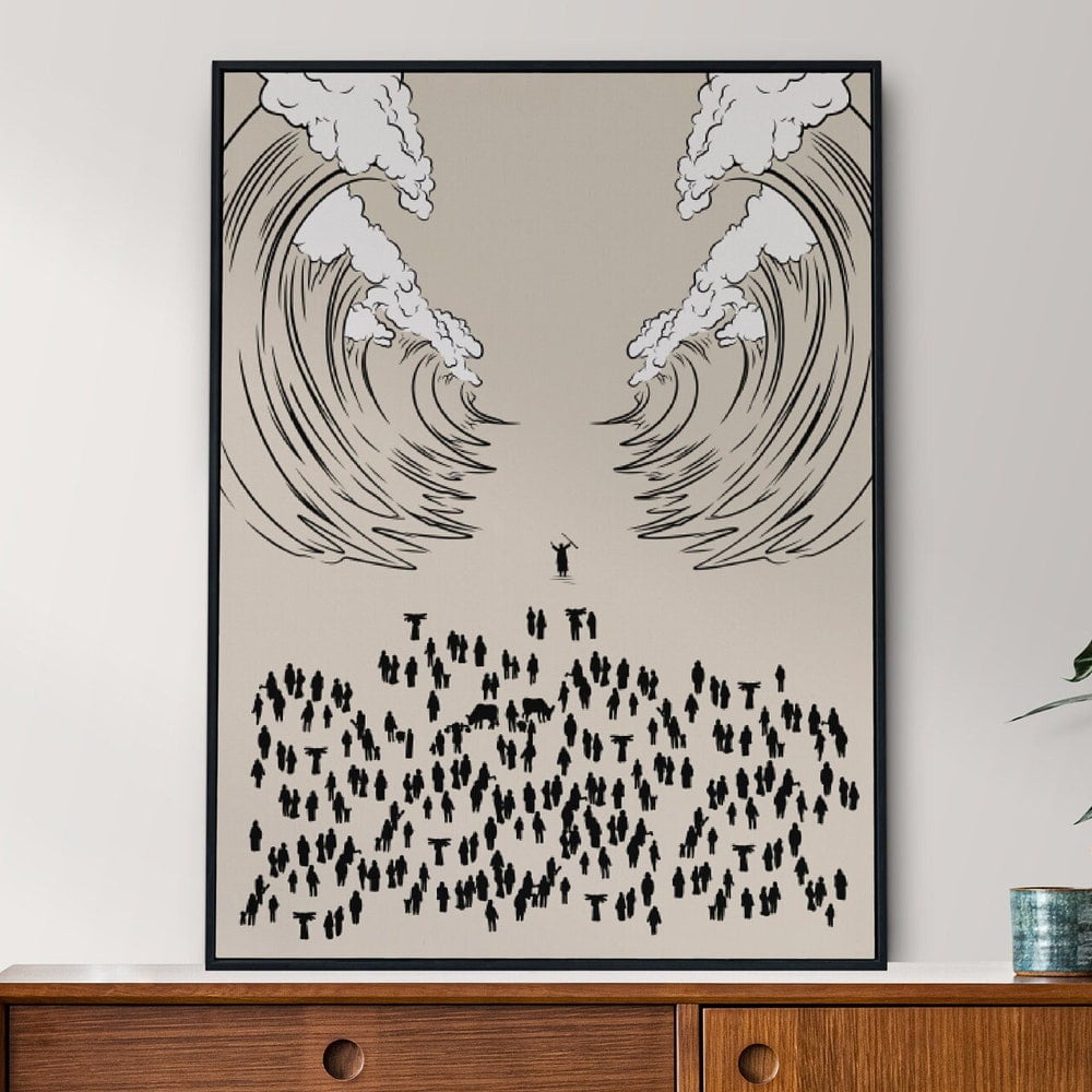 Moses Parting The Red Sea Biblical Art Print, Religious Art, Christian ...