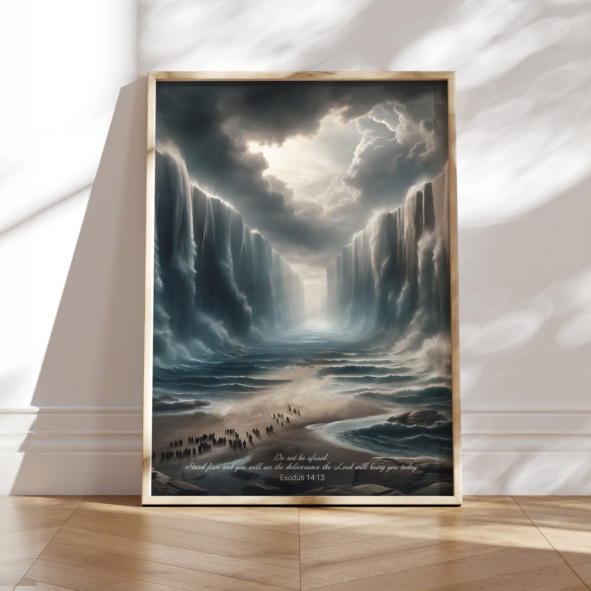 Moses Parting The Red Sea" - Inspirational Bible Verse Art, Exodus 14:13 Print, Wall Decor, Do ...