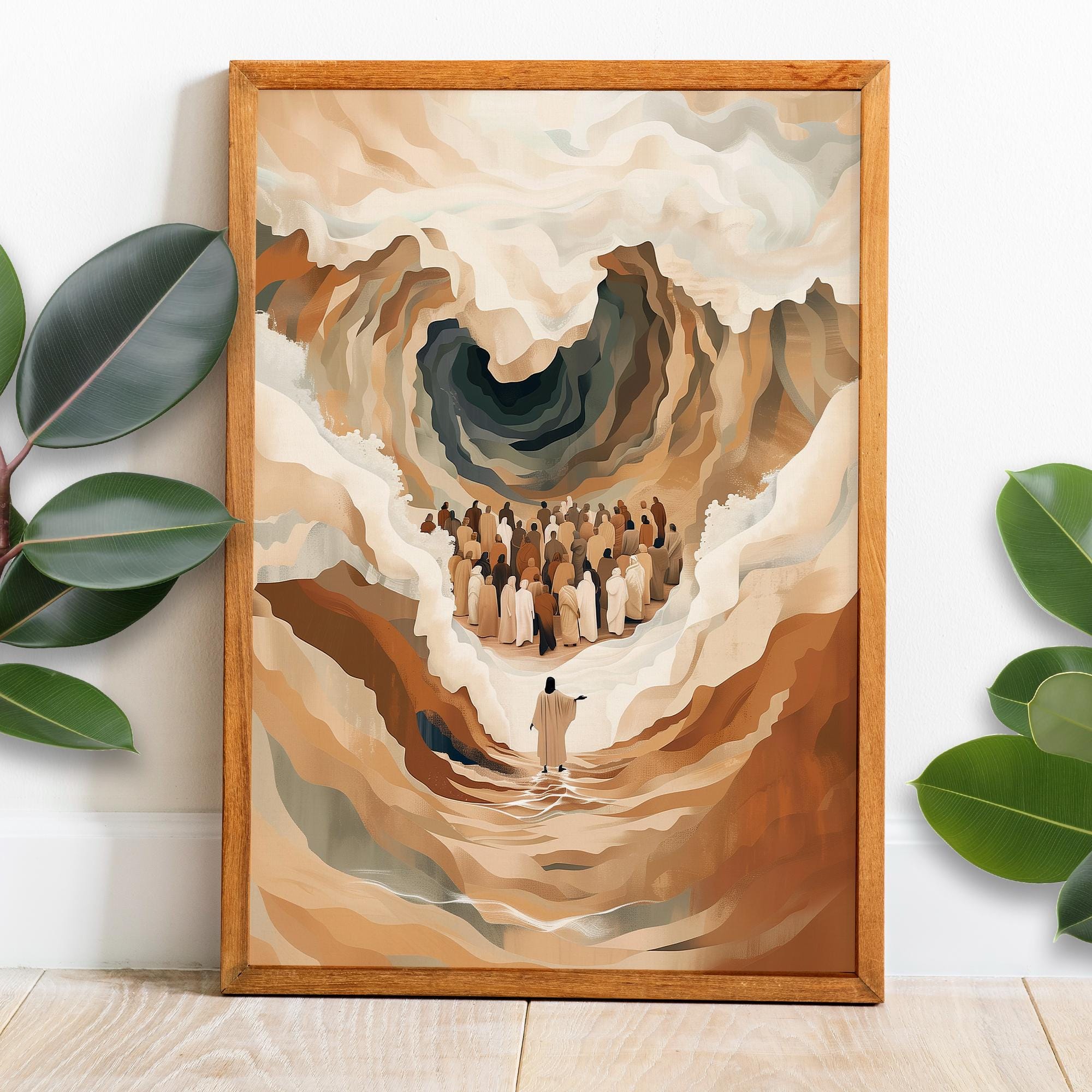 Moses Parting The Red Sea Wall Art Printable, Crossing The Red Sea Art ...