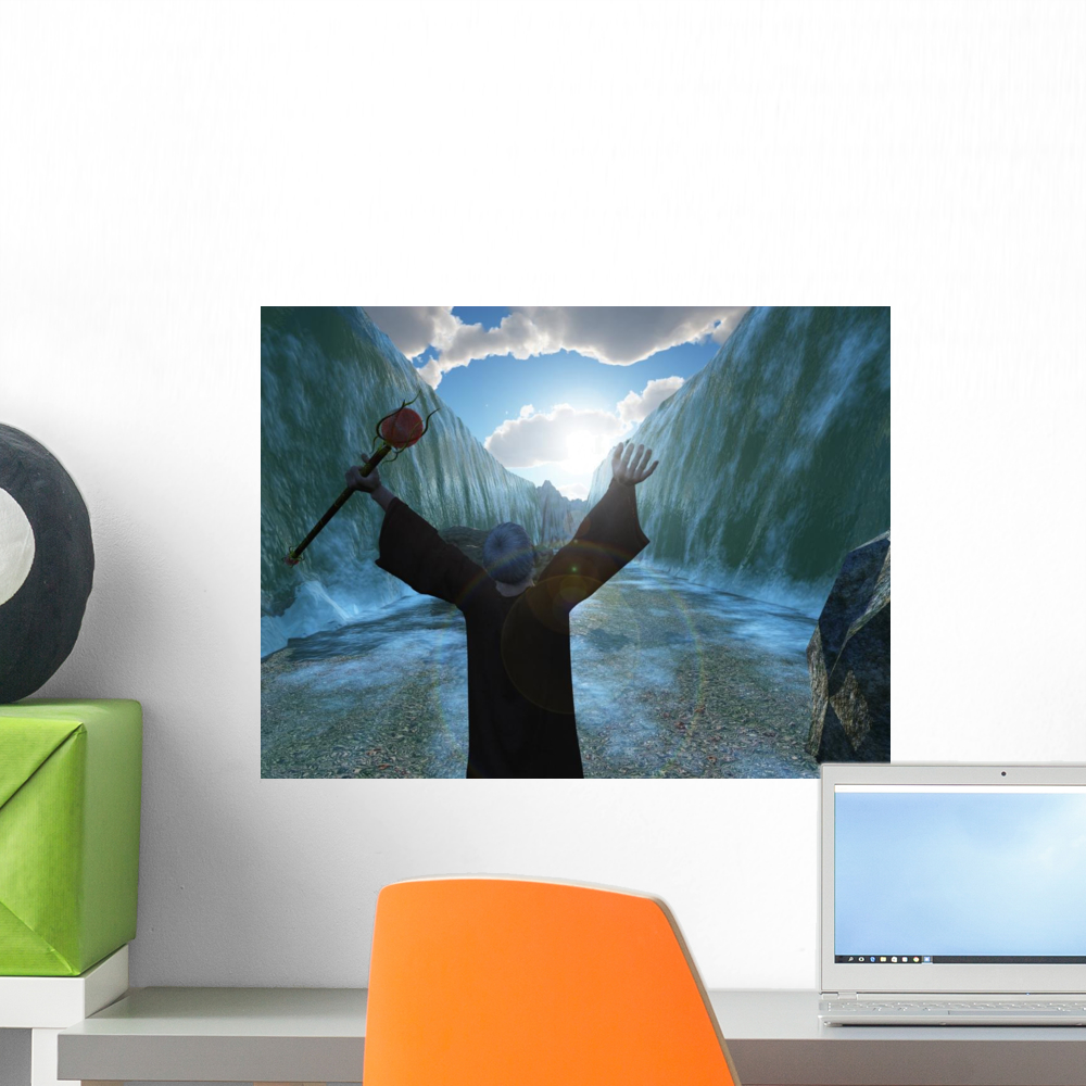 Moses Parting Red Sea Wall Mural by Wallmonkeys Peel and Stick Graphic ...