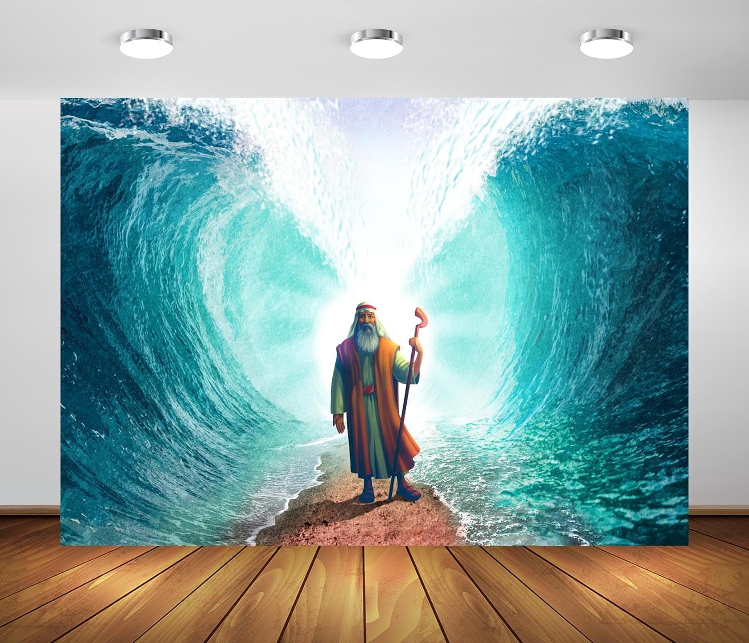 Moses Parting The Red Sea Backdrop Jewish Passover Moses Divided Sea ...