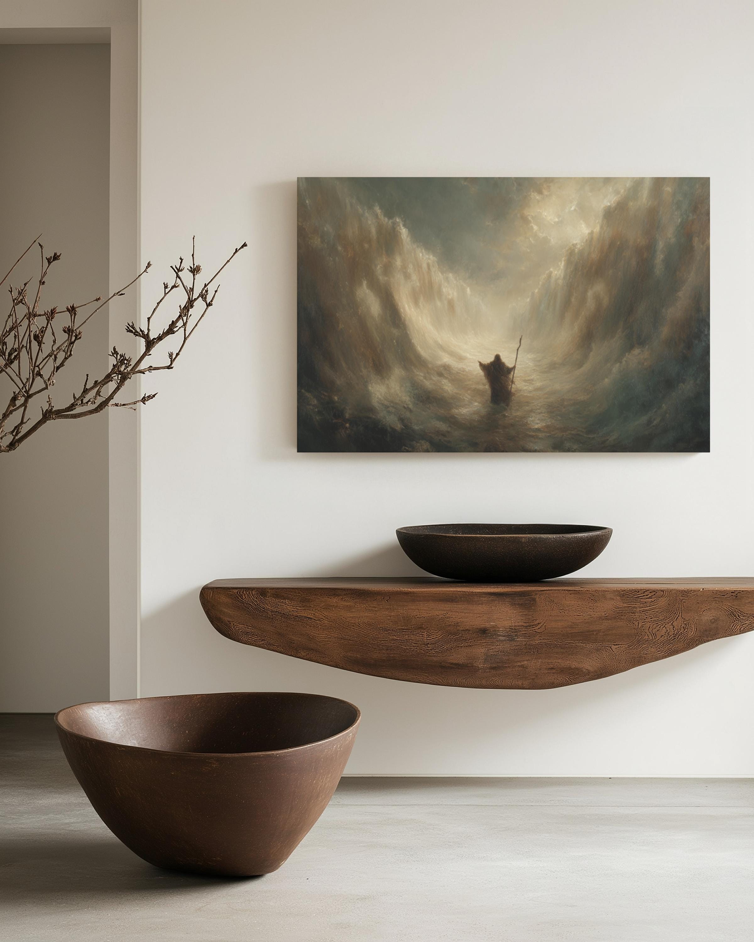 Moses Parts The Red Sea Art Print: Modern Christian Wall Decor Warm ...