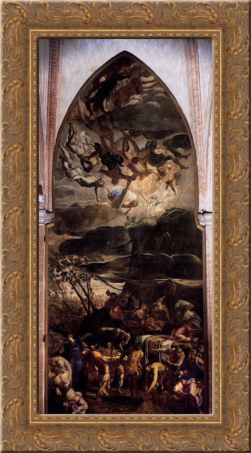 Moses Receiving the Tables of the Law 24x14 Gold Ornate Wood Framed ...
