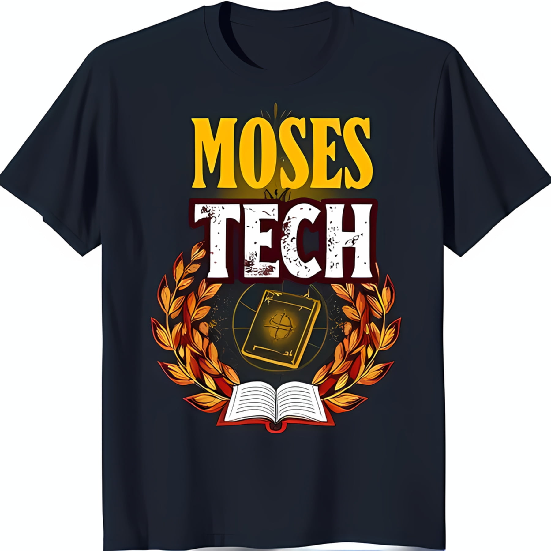 Moses Tech Blue T-Shirt with Golden Wreath Graphic - Walmart.com