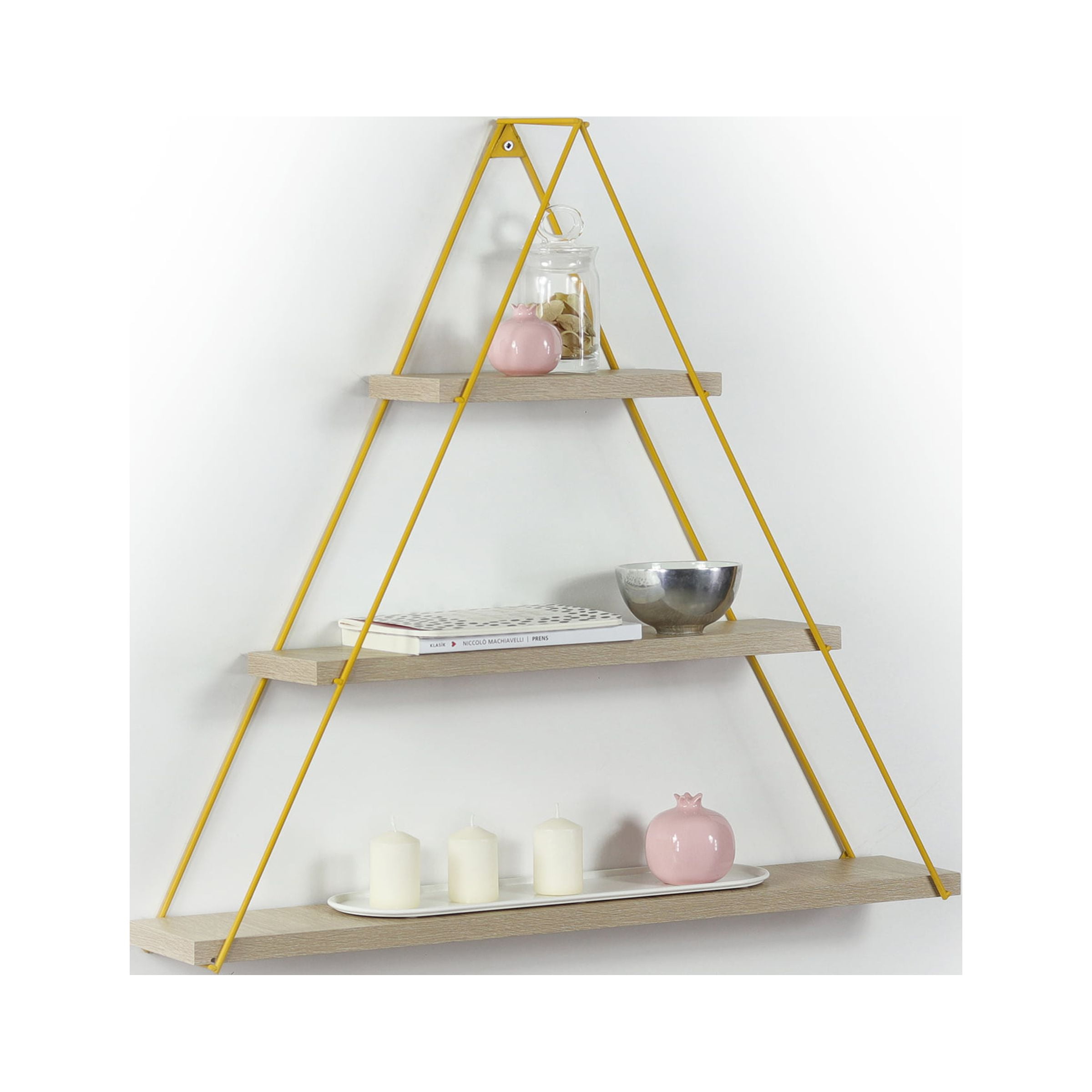 Moset Rustic Triangle Floating Bookshelf - Decorative Wall Shelf for ...