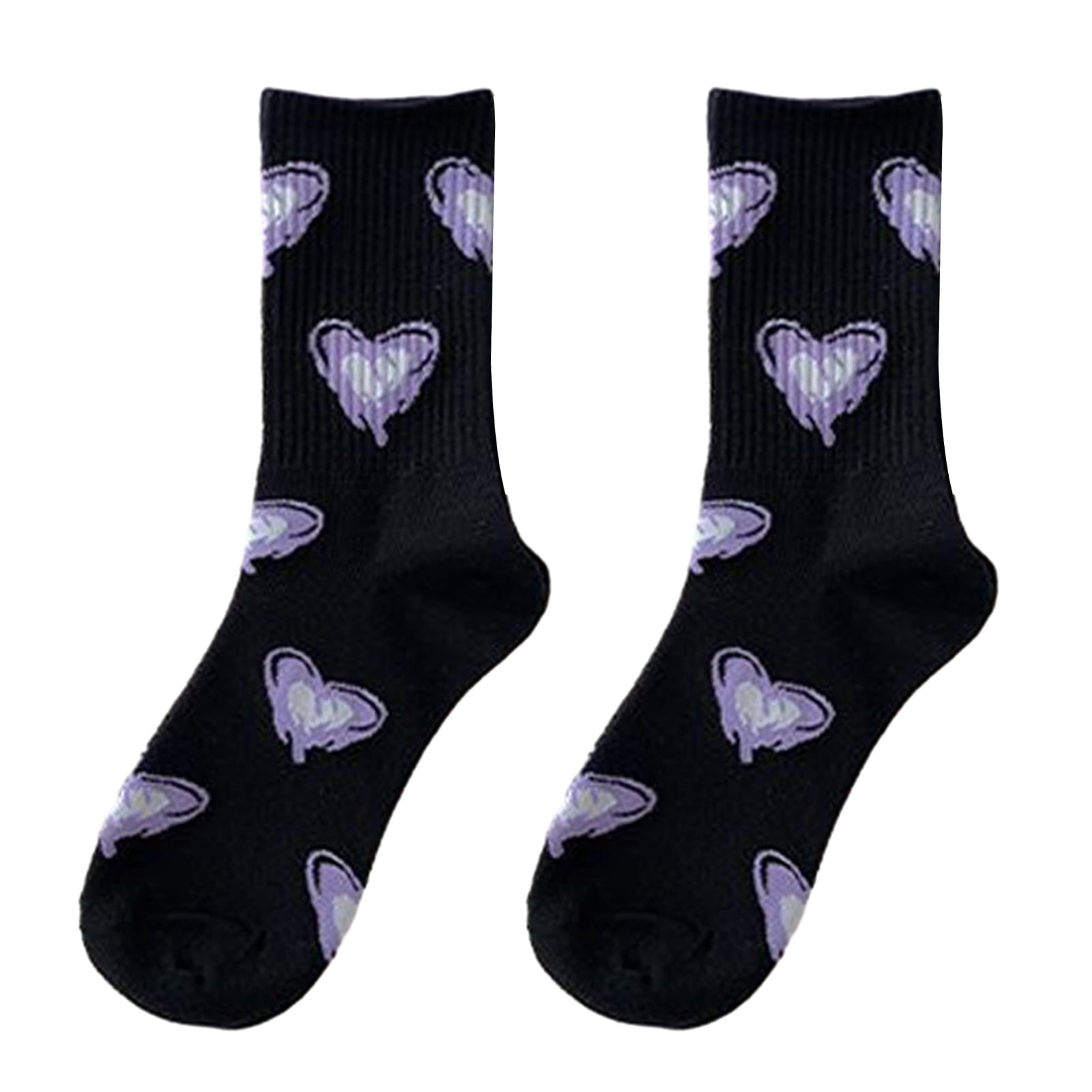 Mosey 1 Pair Mid-calf Socks Korean Heart Embroidery Kawaii Hip Hop ...