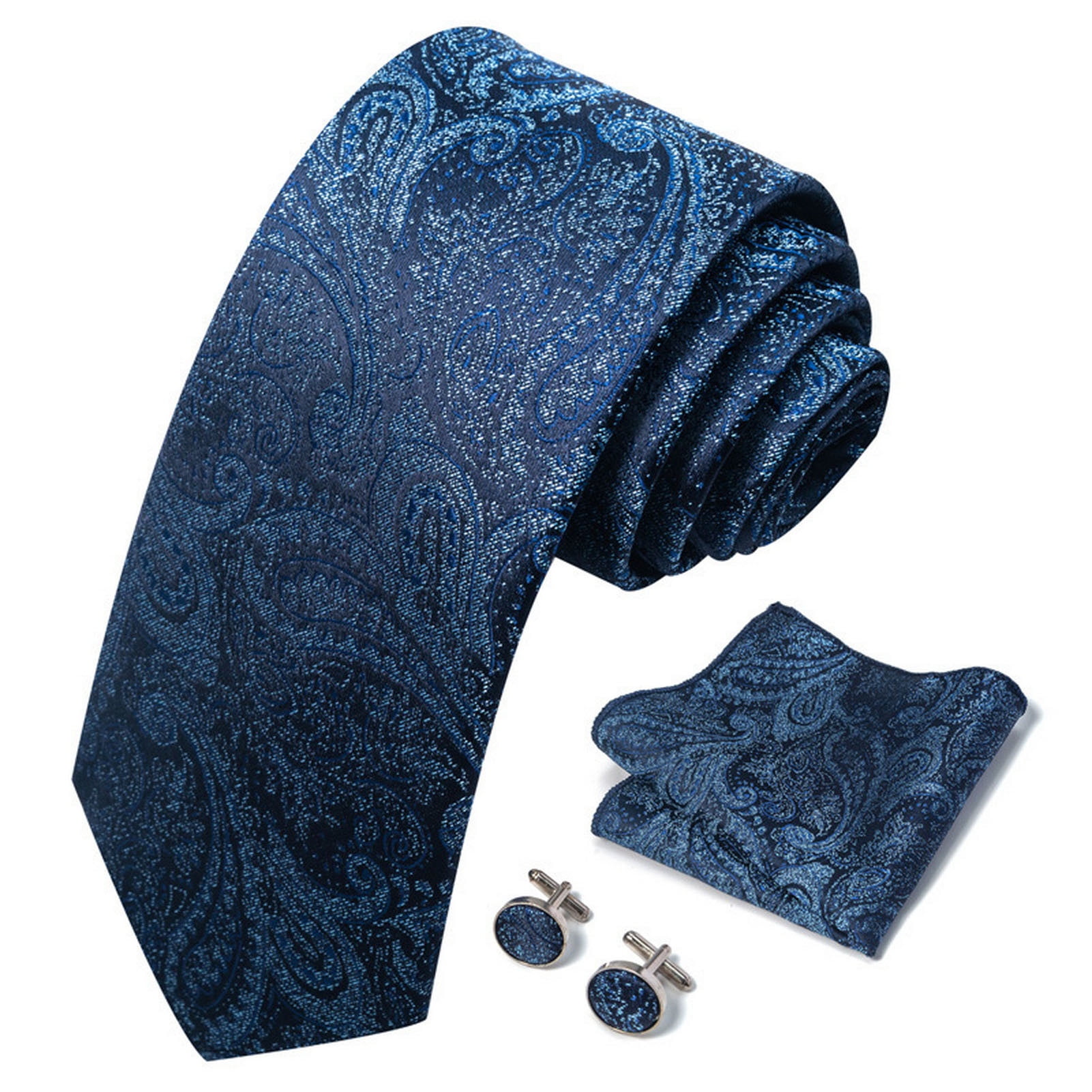 Mosey 3Pcs/Set Men Solid Color Jacquard Design Tie Pocket Scarf ...