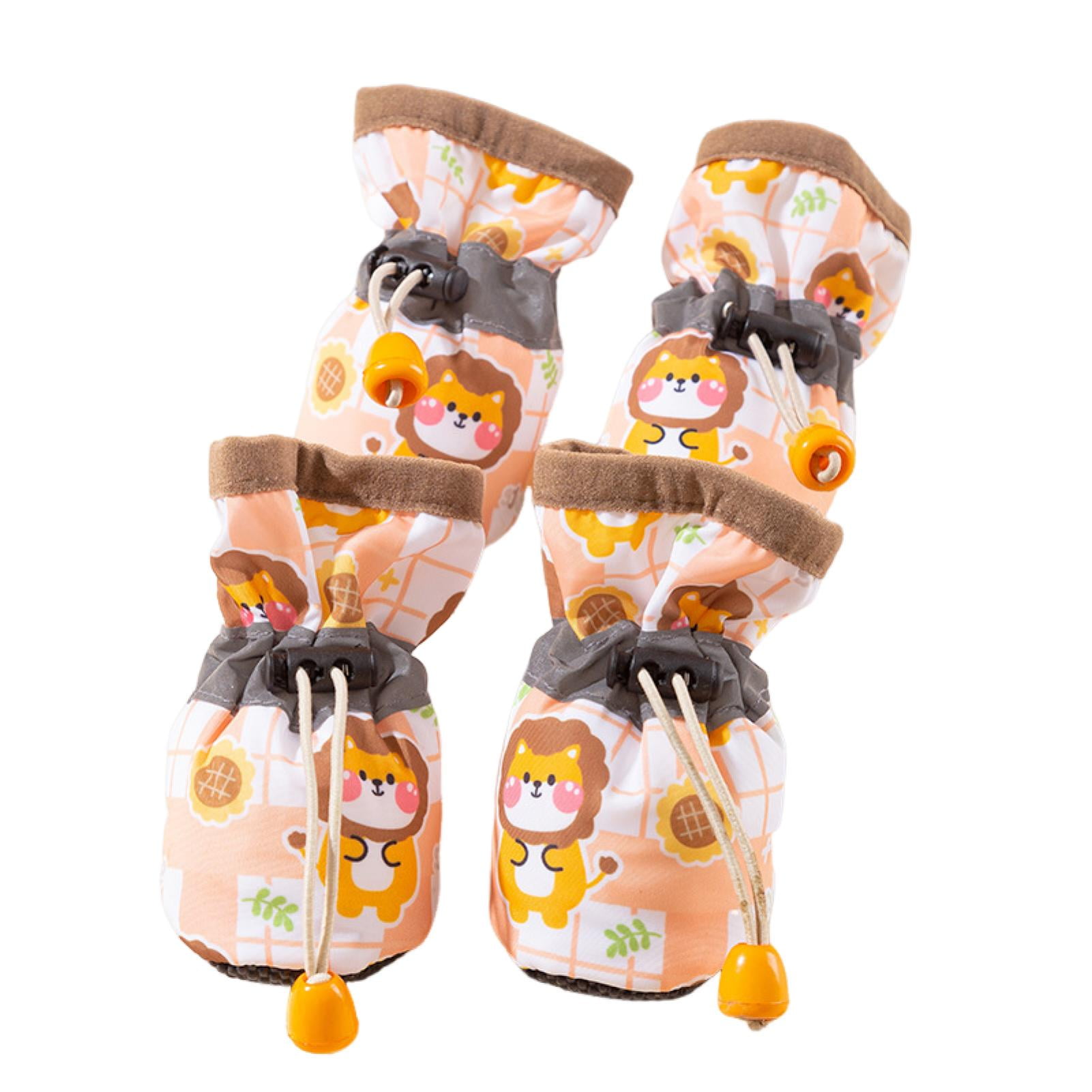 Mosey 4Pcs Pet Shoes Anti-Slip Protect Paws Soft Lining Windproof ...