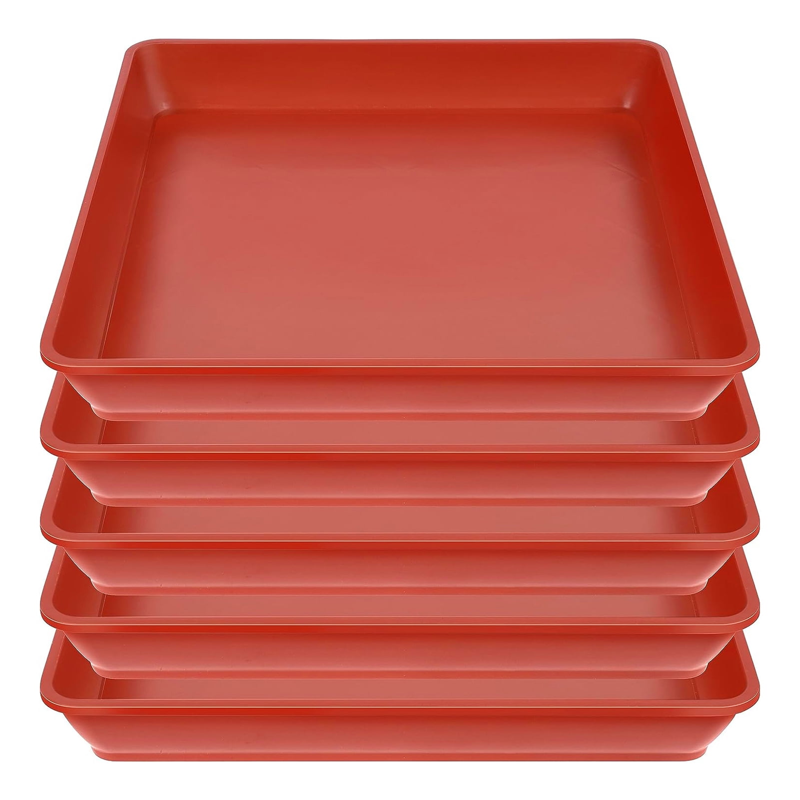 Mosey 5Pcs Square Flower Pot Trays Plastic Catch Excess Water Soil ...