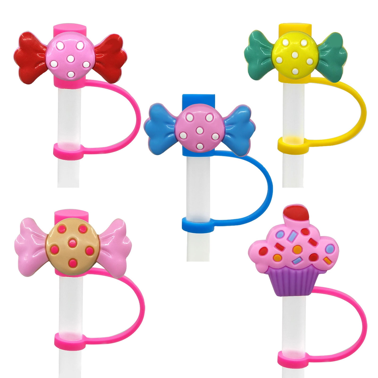 Mosey 5Pcs Straw Cover for Tumbler Dustproof Straw Topper Lollipop ...
