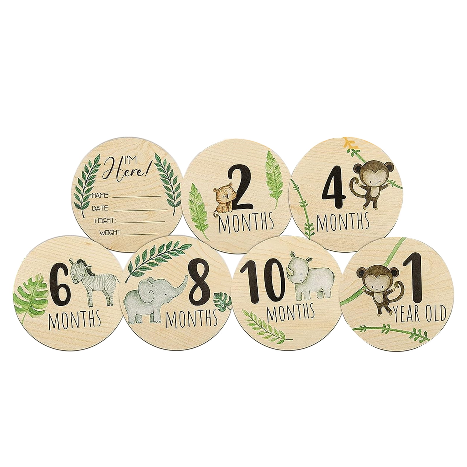 Mosey 7Pcs Baby Month Milestone Cards Durable Smooth Surface Wooden ...