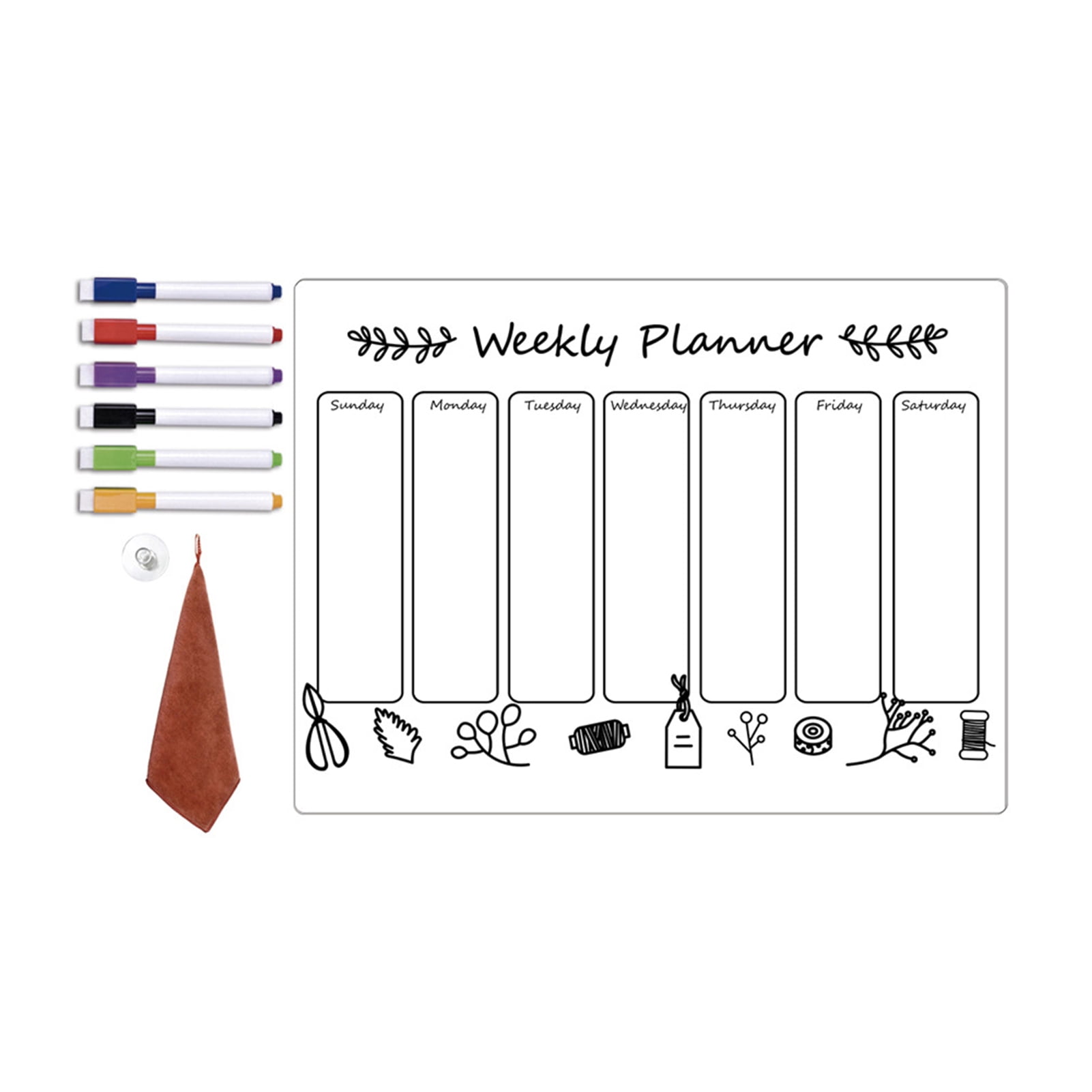 Mosey 9Pcs/Set Weekly Planner for Refrigerator with Dry-Erase Message ...