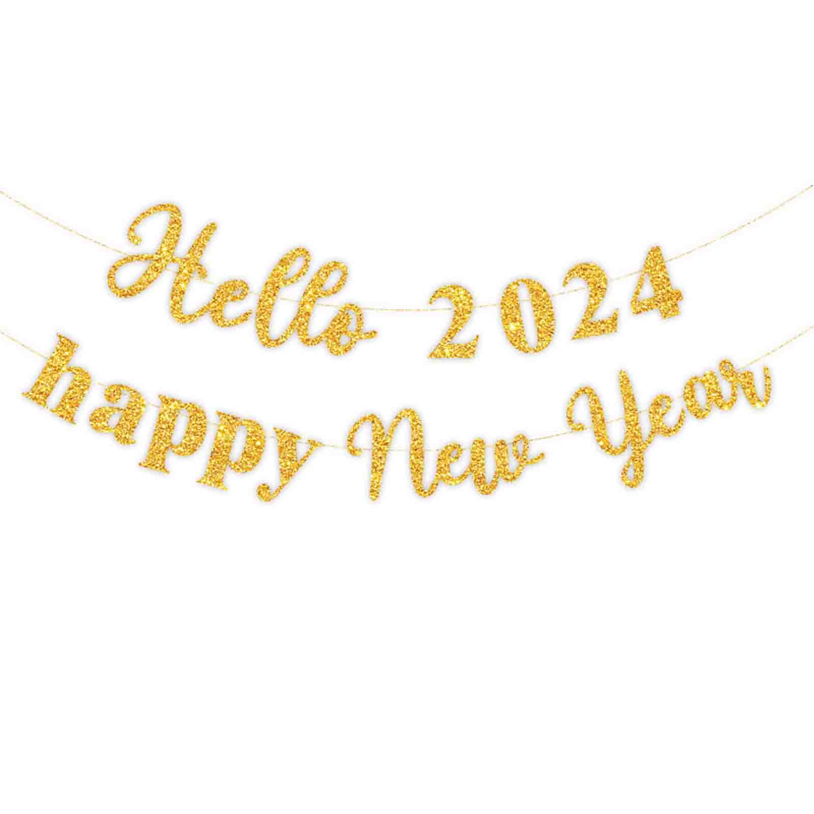 Mosey Banner Flag Happy New Year Letters Shiny Easy to Hang Create ...
