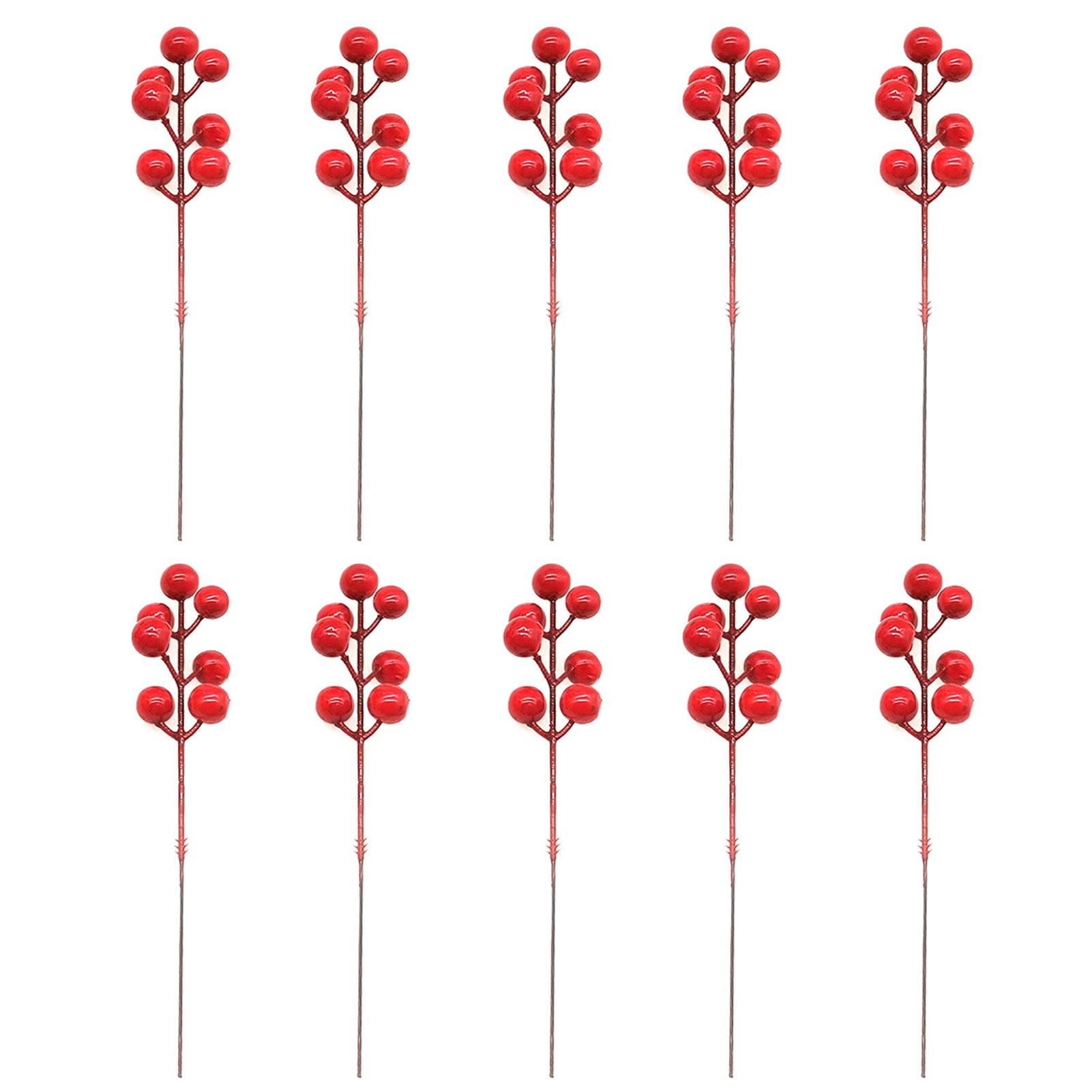 Mosey Christmas Artificial Red Berries Stems Realistic Vibrant Color No ...