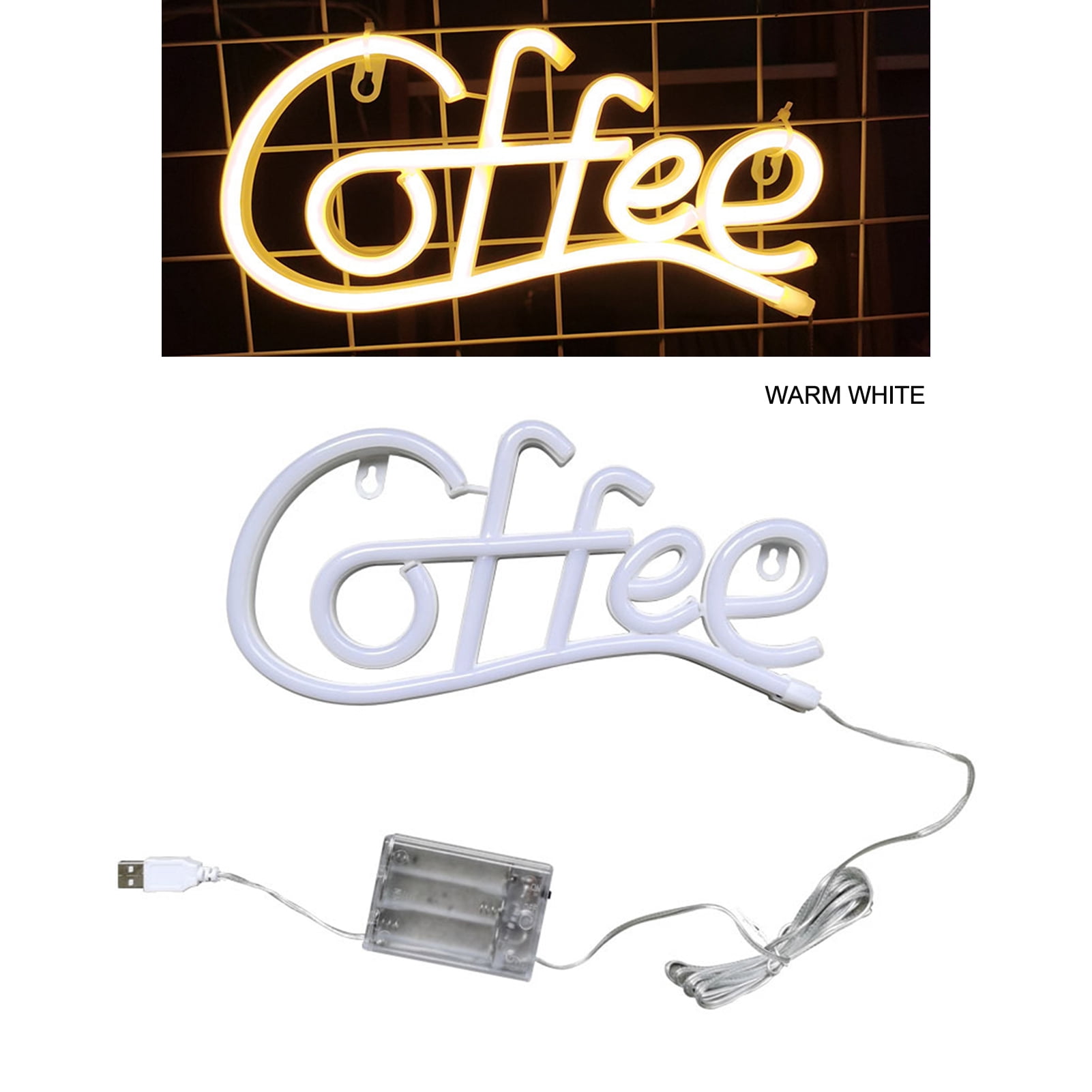 Mosey Coffee Letter Neon Sign Lamp Creative Shape Battery-Powered ...