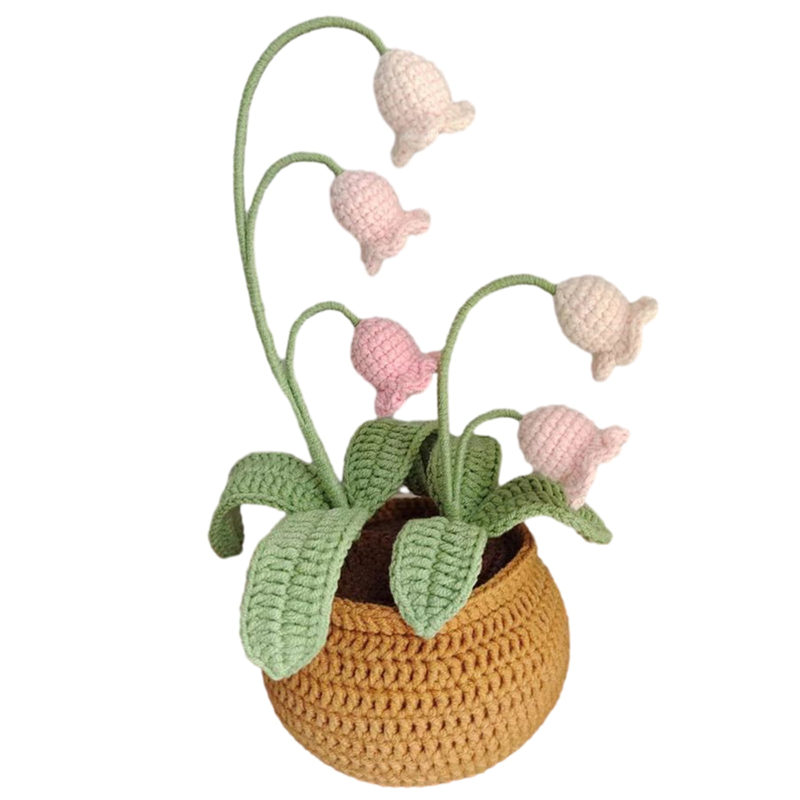 Mosey Crochet Potted Flower Decoration Handmade Colorful Tulip Rose ...