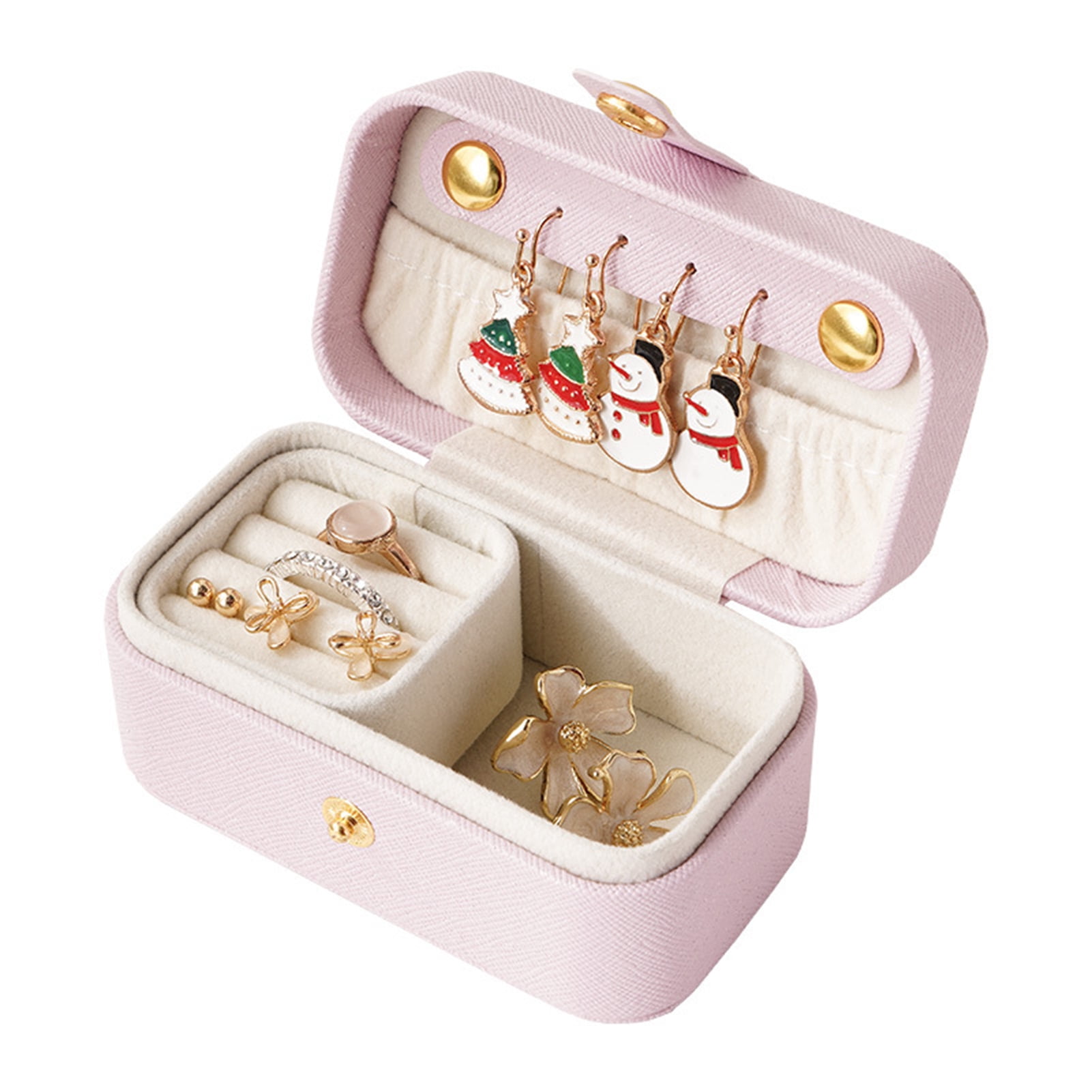 Mosey Faux Leather Jewelry Box Multiple Compartments Mini Solid Color ...