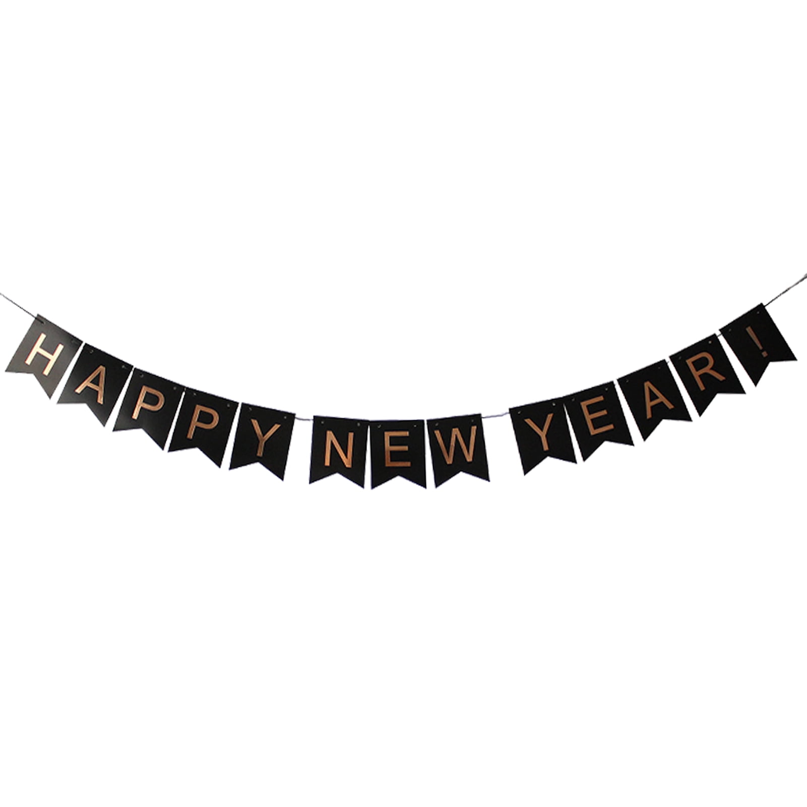 Mosey Happy New Year Banner Pendant Black Golden Letter Flag Paper ...