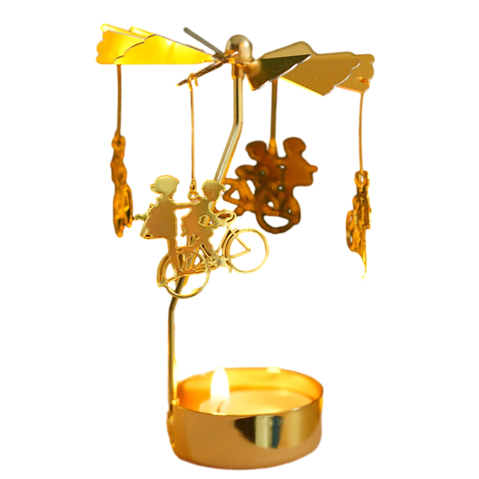 Mosey Romantic Rotary Candle Holder Spinning Golden Alloy Leaves ...