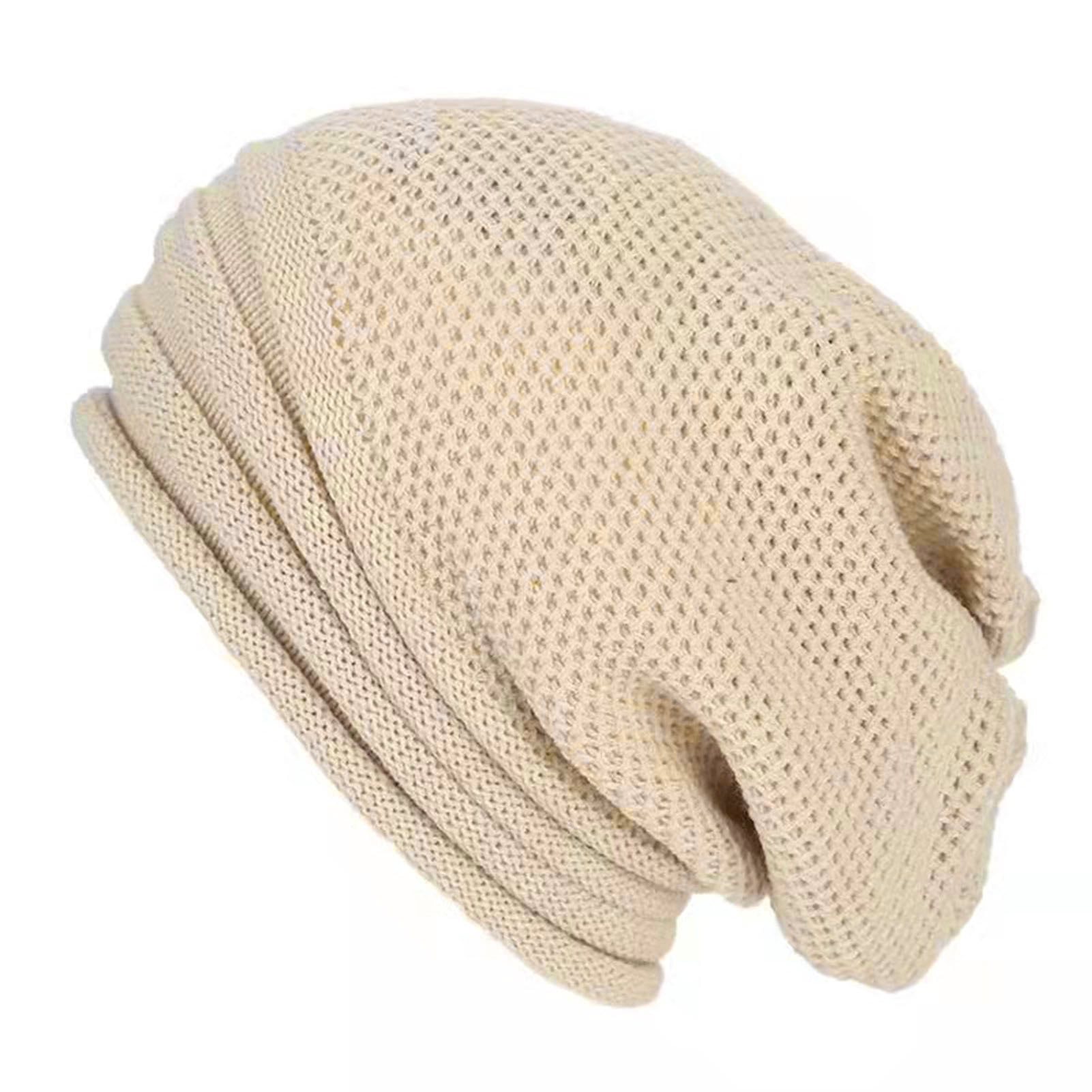 Mosey Unisex Fall Winter Hat Baggy Solid Color No Brim Knitted Elastic ...