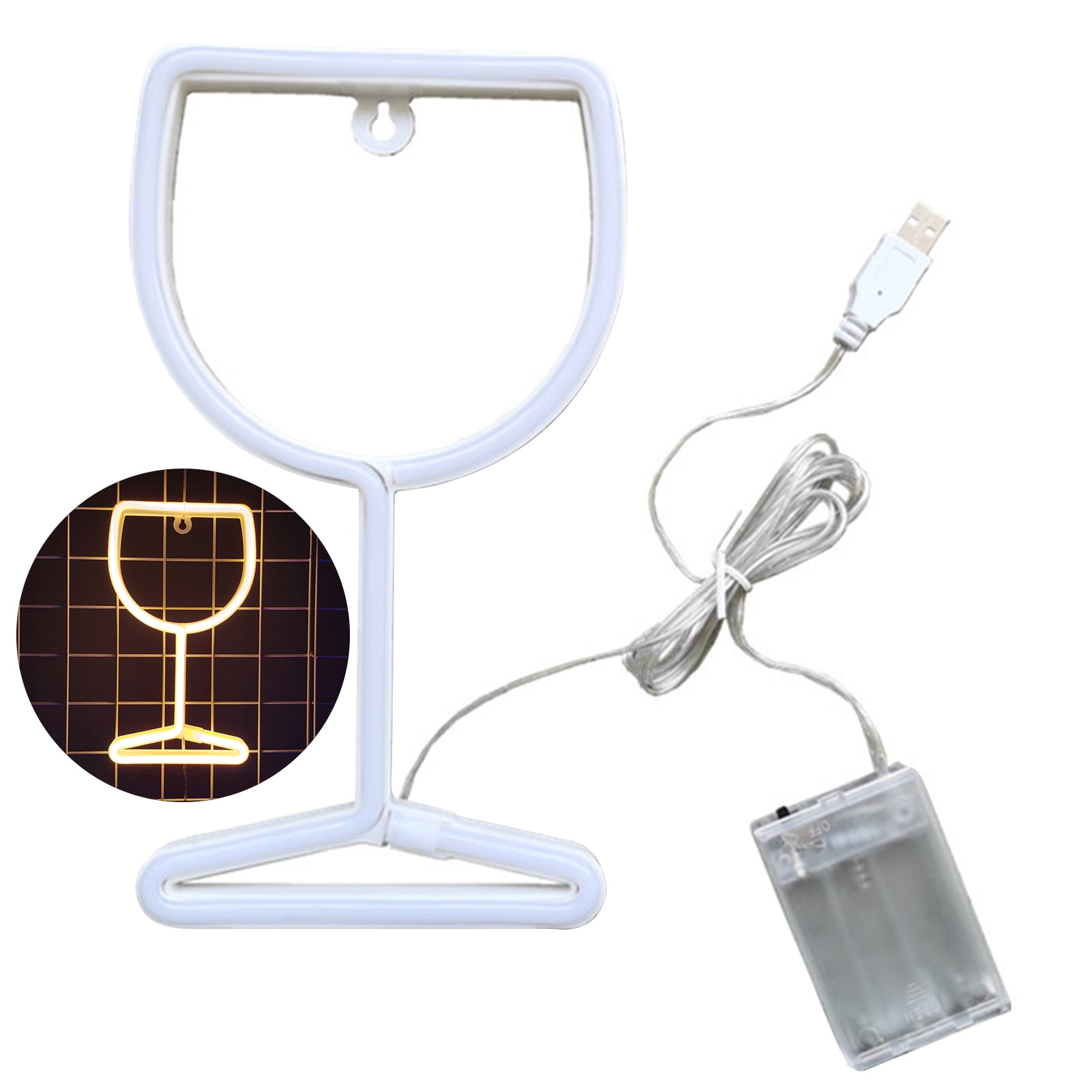 Mosey Wine Glass Neon Light Creative Shape USB/Battery Operated Non ...