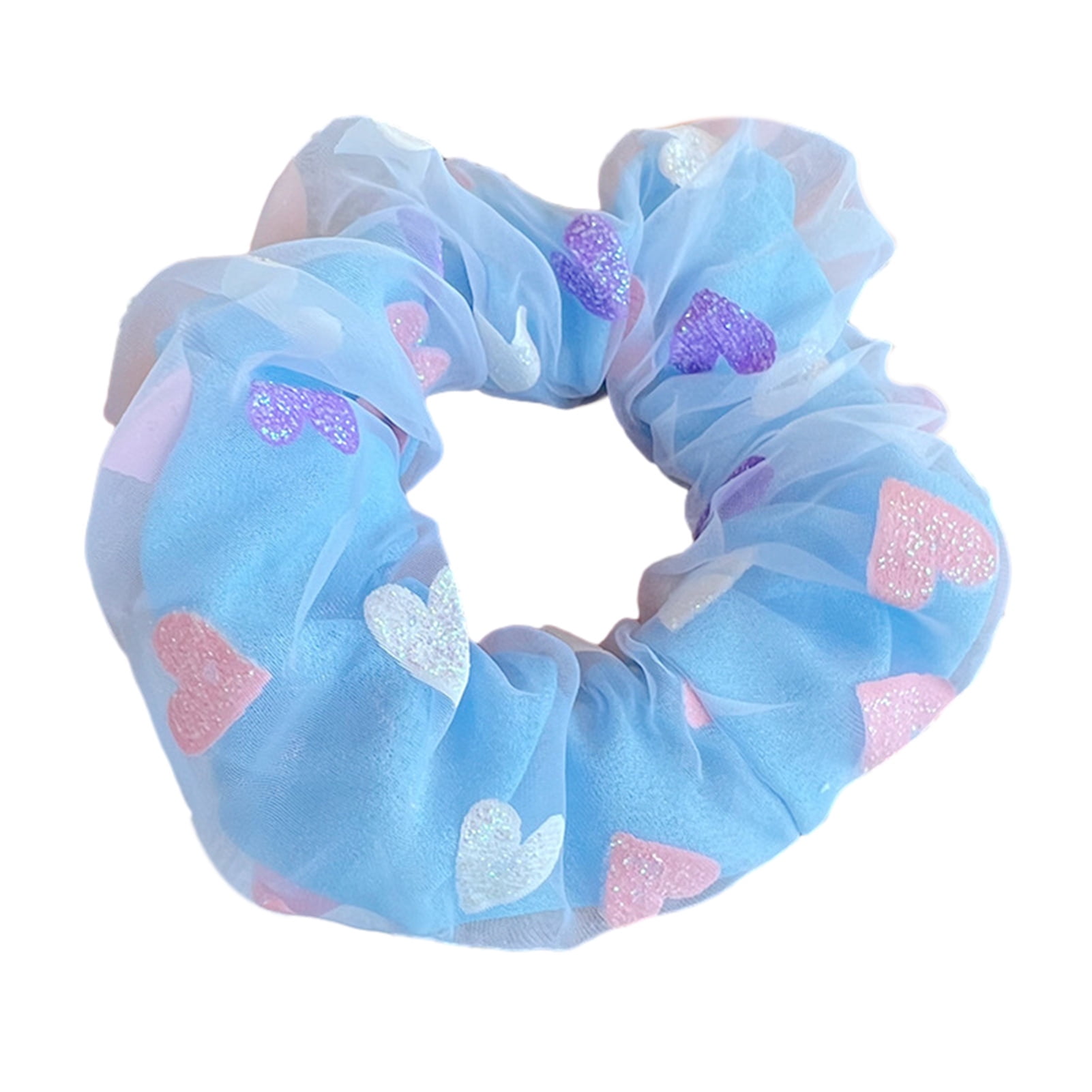 Mosey Women Hair Ring High Elasticity Shiny Heart Print Color Matching ...