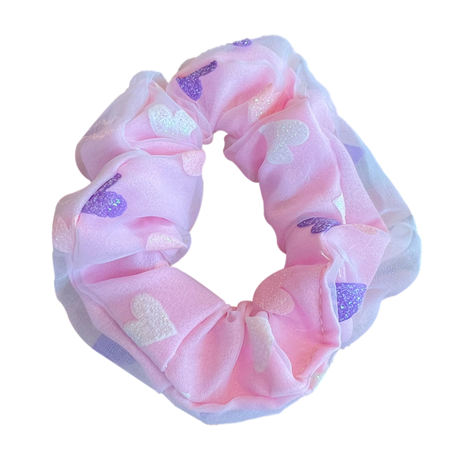 Mosey Women Hair Ring High Elasticity Shiny Heart Print Color Matching ...