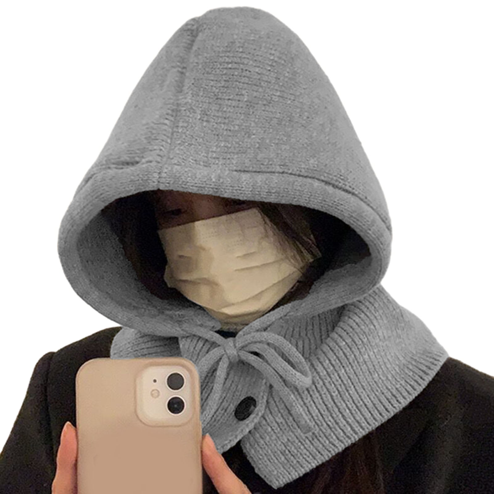 Mosey Women Winter Hat Scarf Set Balaclava Hat with Drawstring Slouchy ...