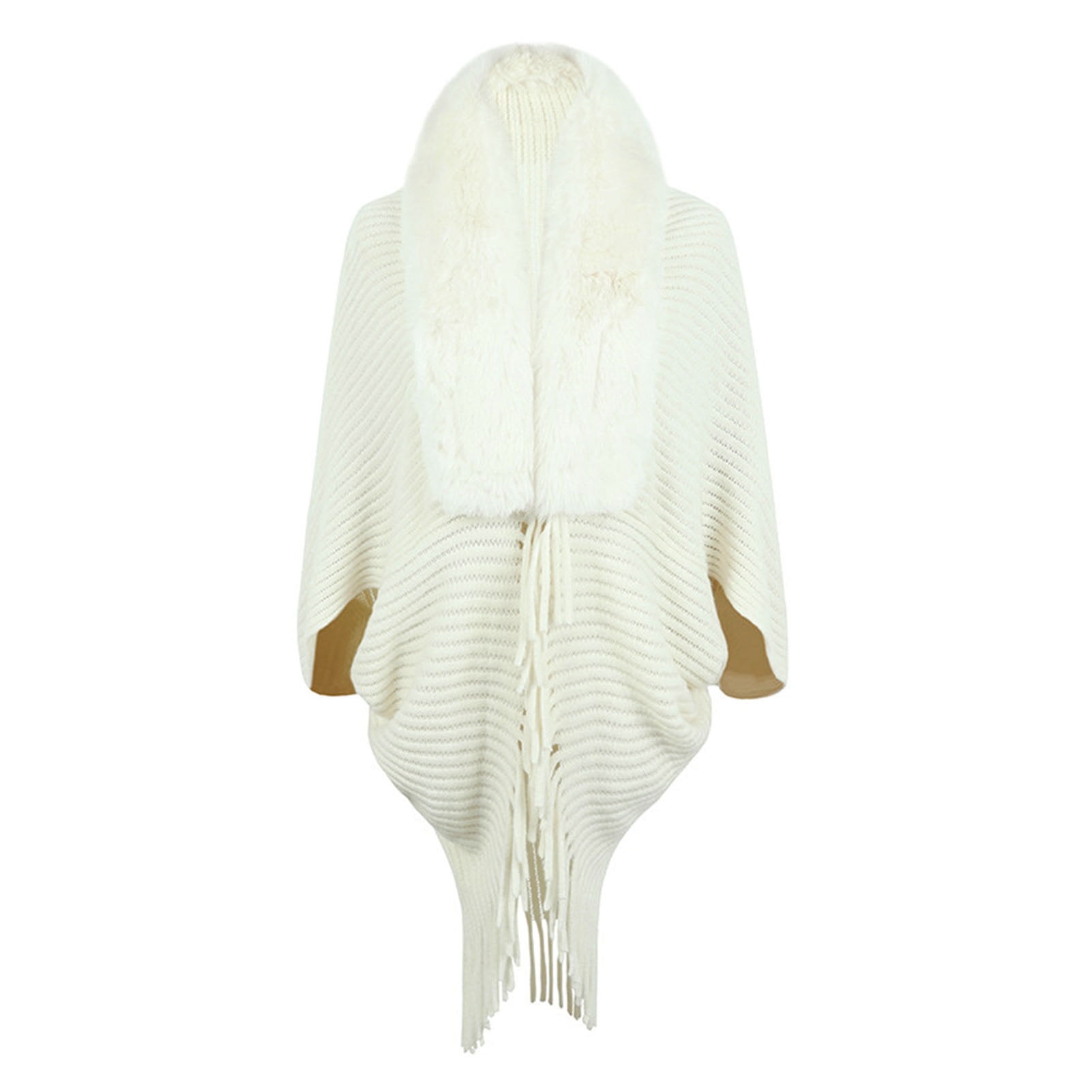 Mosey Women Winter Shawl Knitted Thick Plush Tassel Open Stitch ...