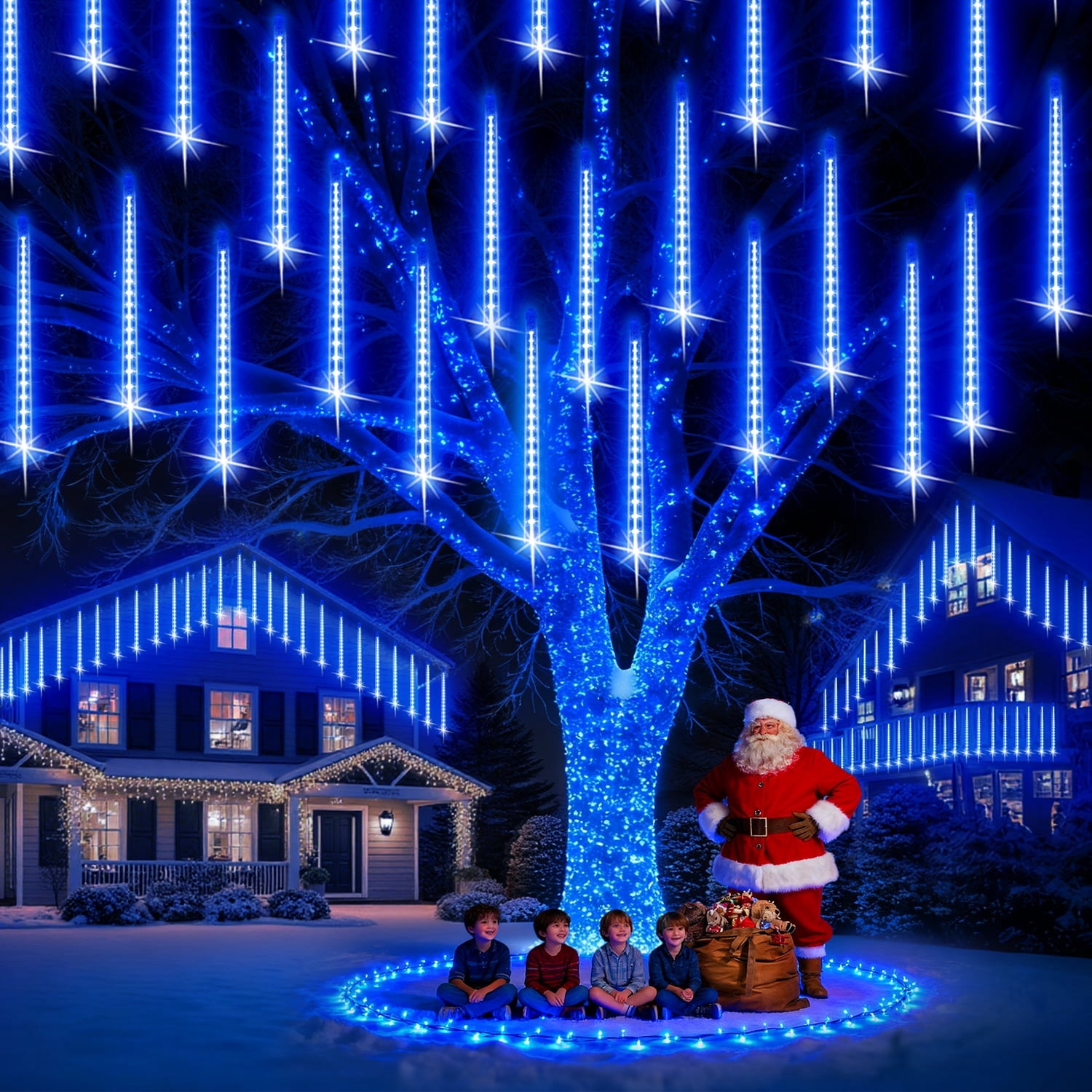 Moshen Lights Outdoor, Meteor Shower Lights(27.7ft), 8 Tubes 12 inch ...