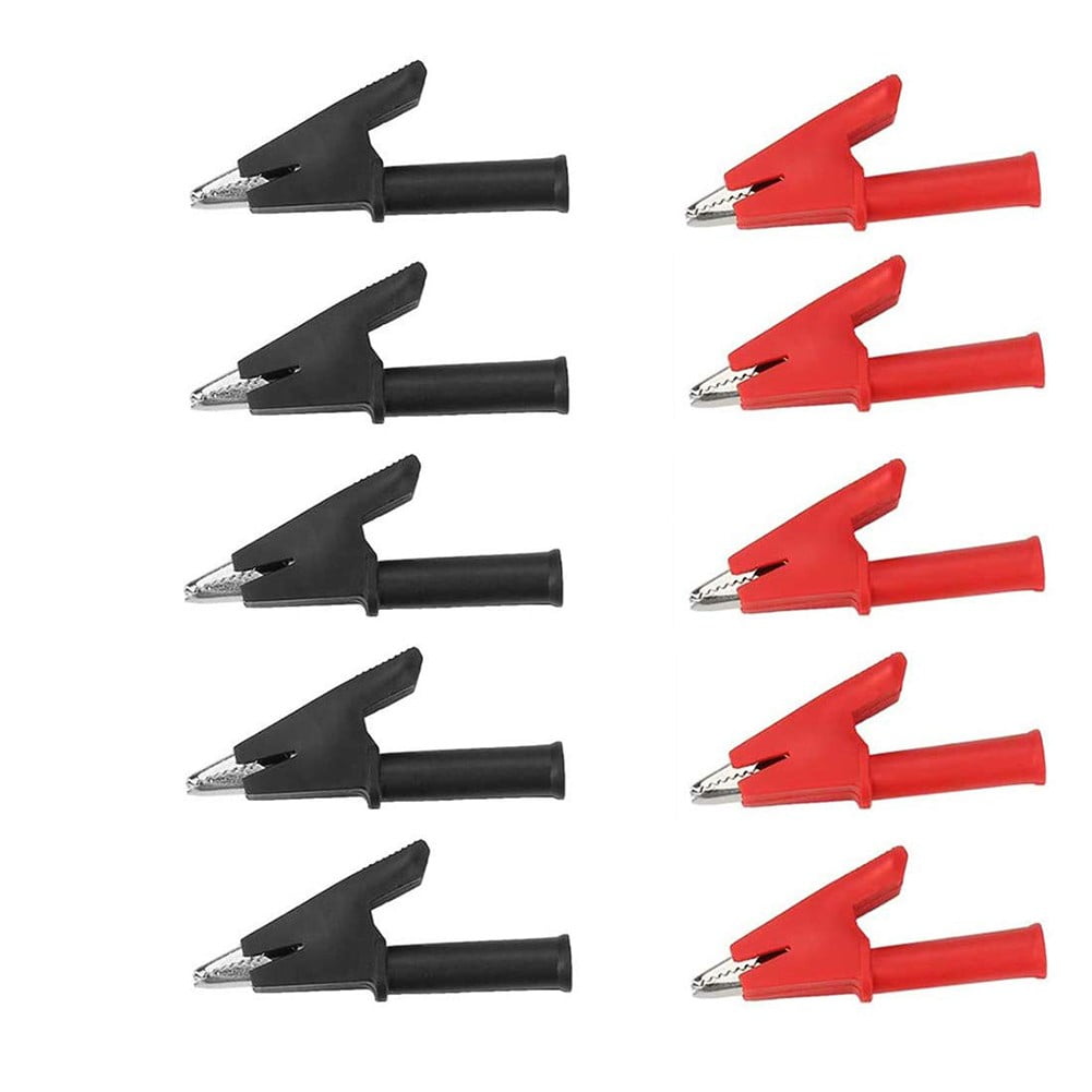 Mosiee 10PCS Fully Insulated Crocodile Clips for Electrical Testing and ...