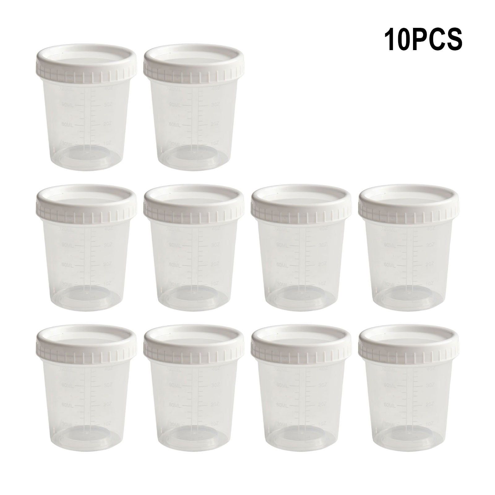 Mosiee 120Ml Laboratory Measuring Cup With Lids Plastic Specimen Sample ...