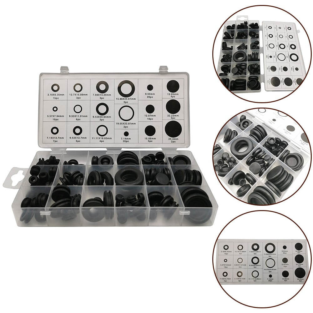 Mosiee 125Pcs Rubber Blanking Grommet Wiring Open Closed Blind Grommet ...