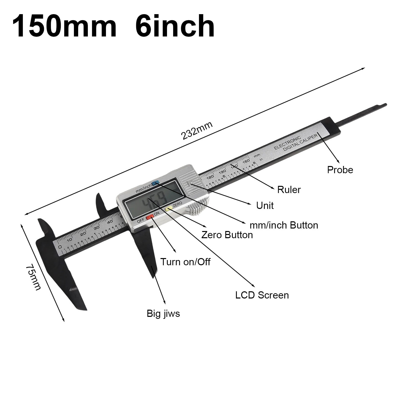 Mosiee 150Mm Digital Measuring Tool With Locking Function For Quality ...