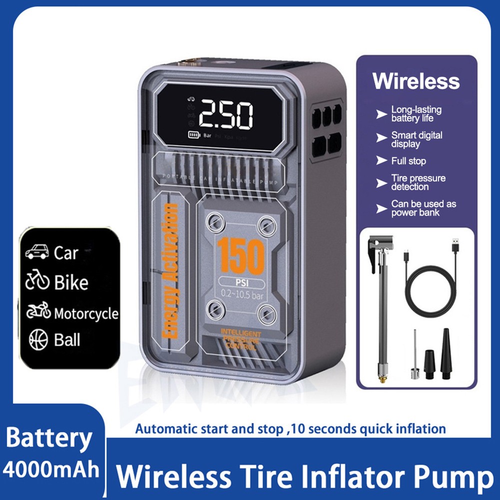 Mosiee 150Psi Wireless Car Electric Tire Inflator Portable Usb Air ...