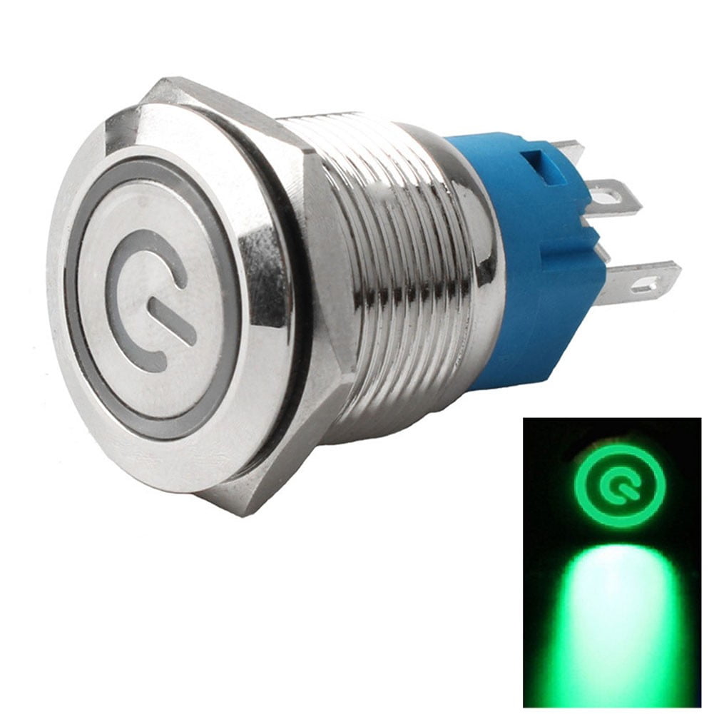 Mosiee 19Mm Metal Push Button Switch With Power Led 12-24V Latching ...