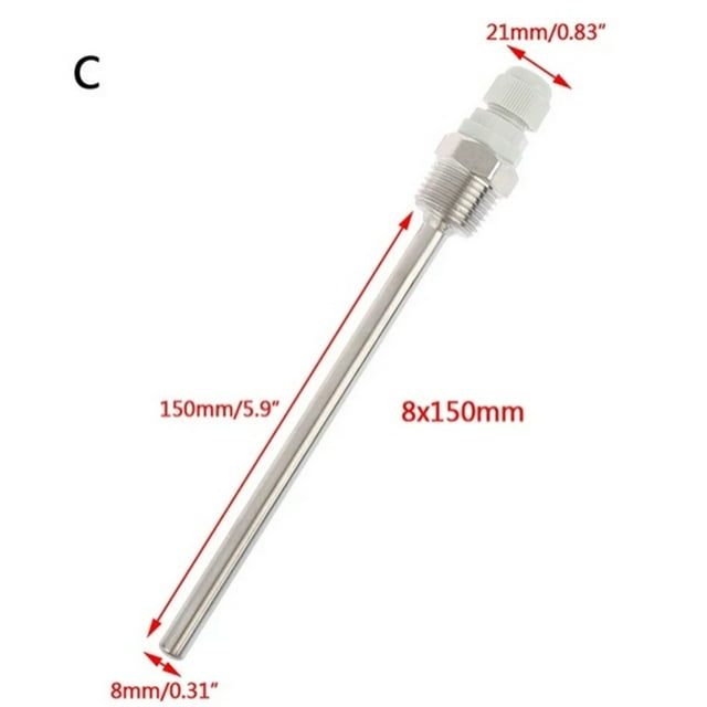 Mosiee 1Pc 50-50Mm Stainless Steel Thermowell 1/2\"Npt Threads Quickly ...