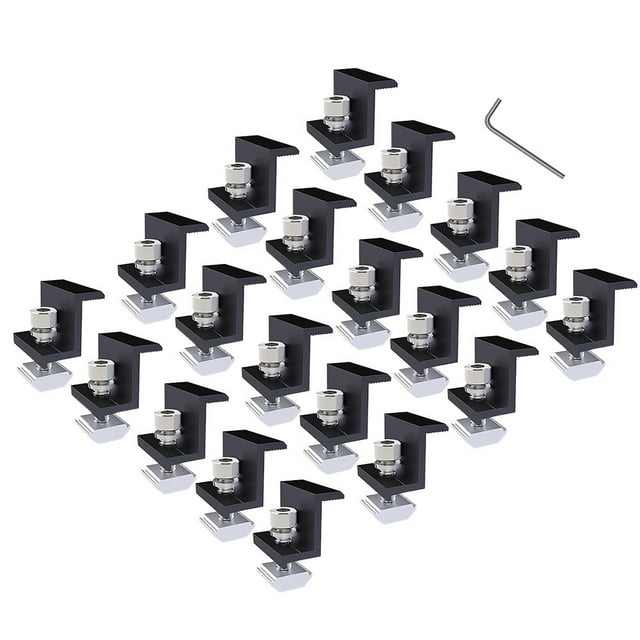 Mosiee 20Pc Solar Module Brackets End Clamps Solar Panel Attachment ...