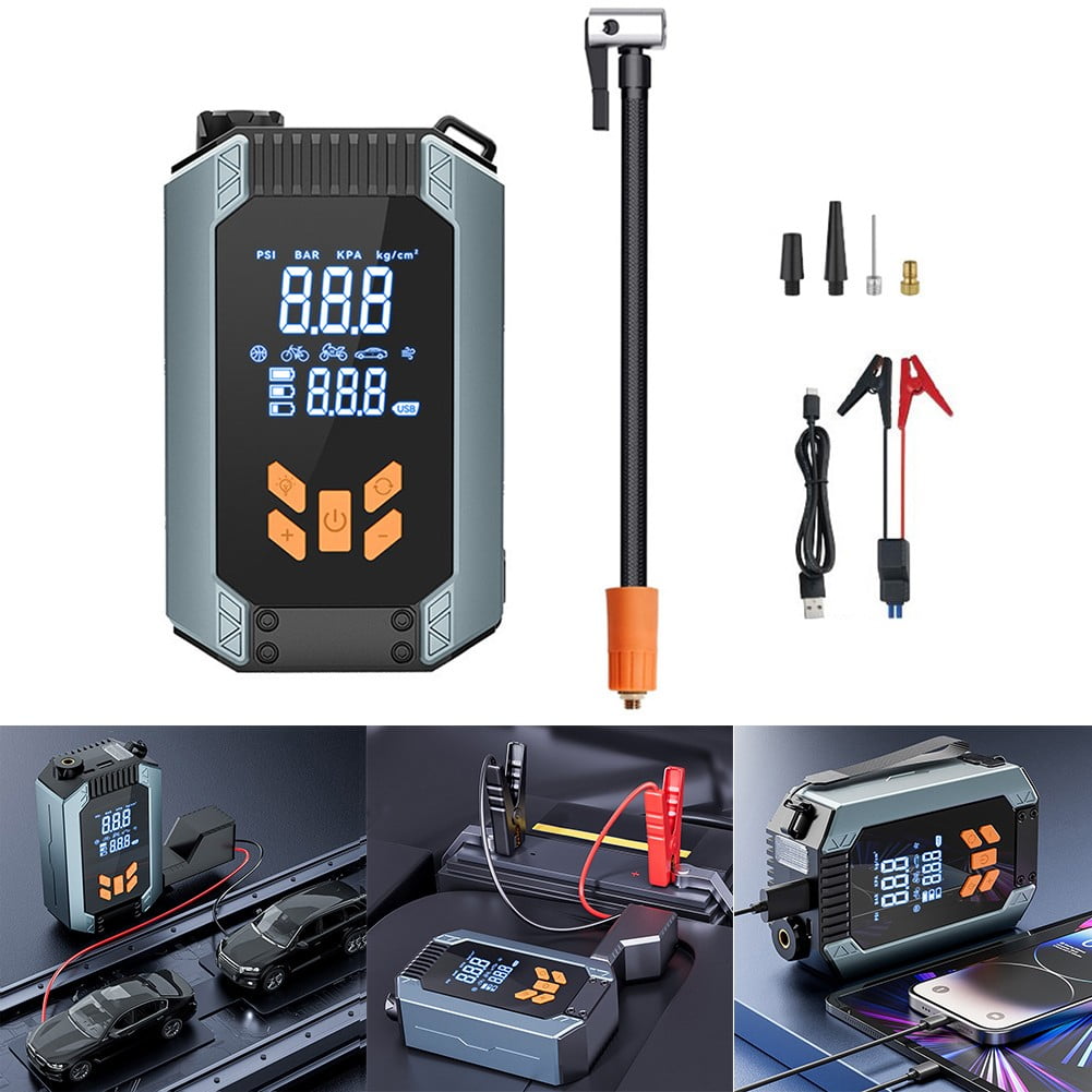 Mosiee 4 In 1 Portable Car Jump Starter & Air Pump Air Compressor Power ...
