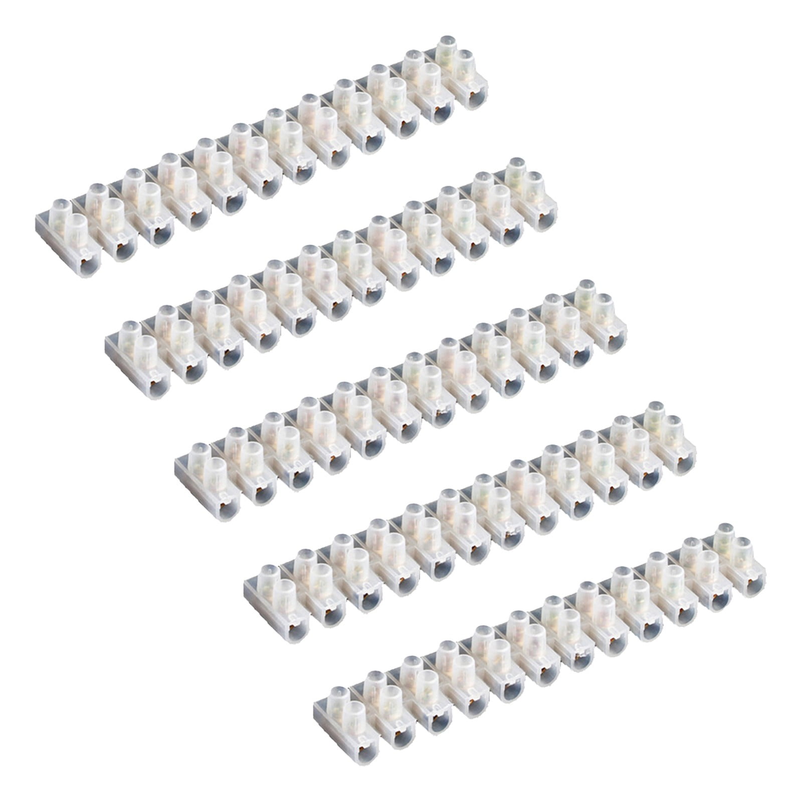 Mosiee 5Pcs 12 Pin Lustre Terminal Block Double Row Transparent White ...