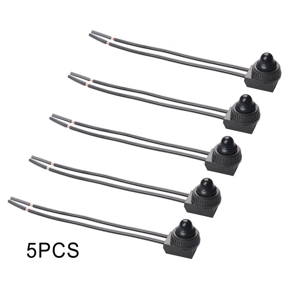 Mosiee 5Pcs 12V Waterproof Push Button On-Off Switch With 4\" Wire ...