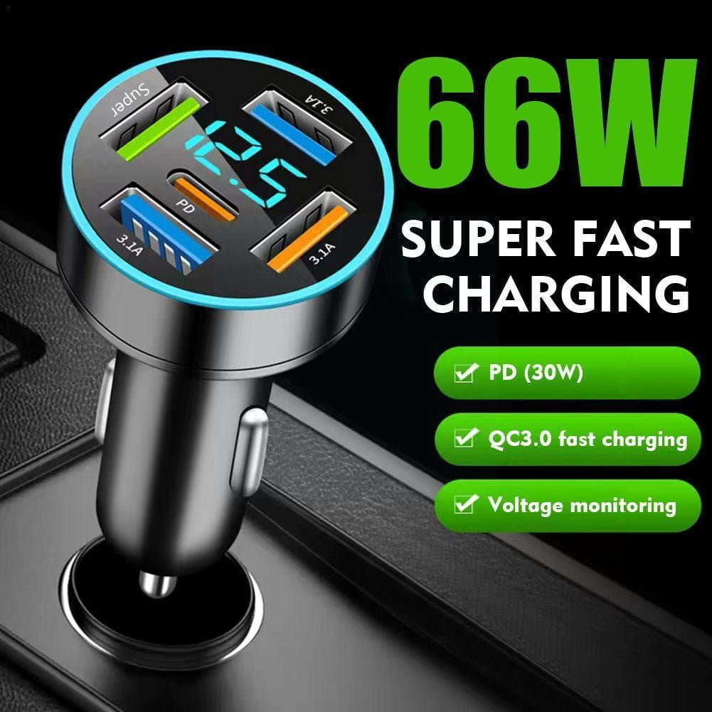 Mosiee 66W 4Usb Pd Car Fast Charger Quick Charge Type C Qc3.0 Adapter ...