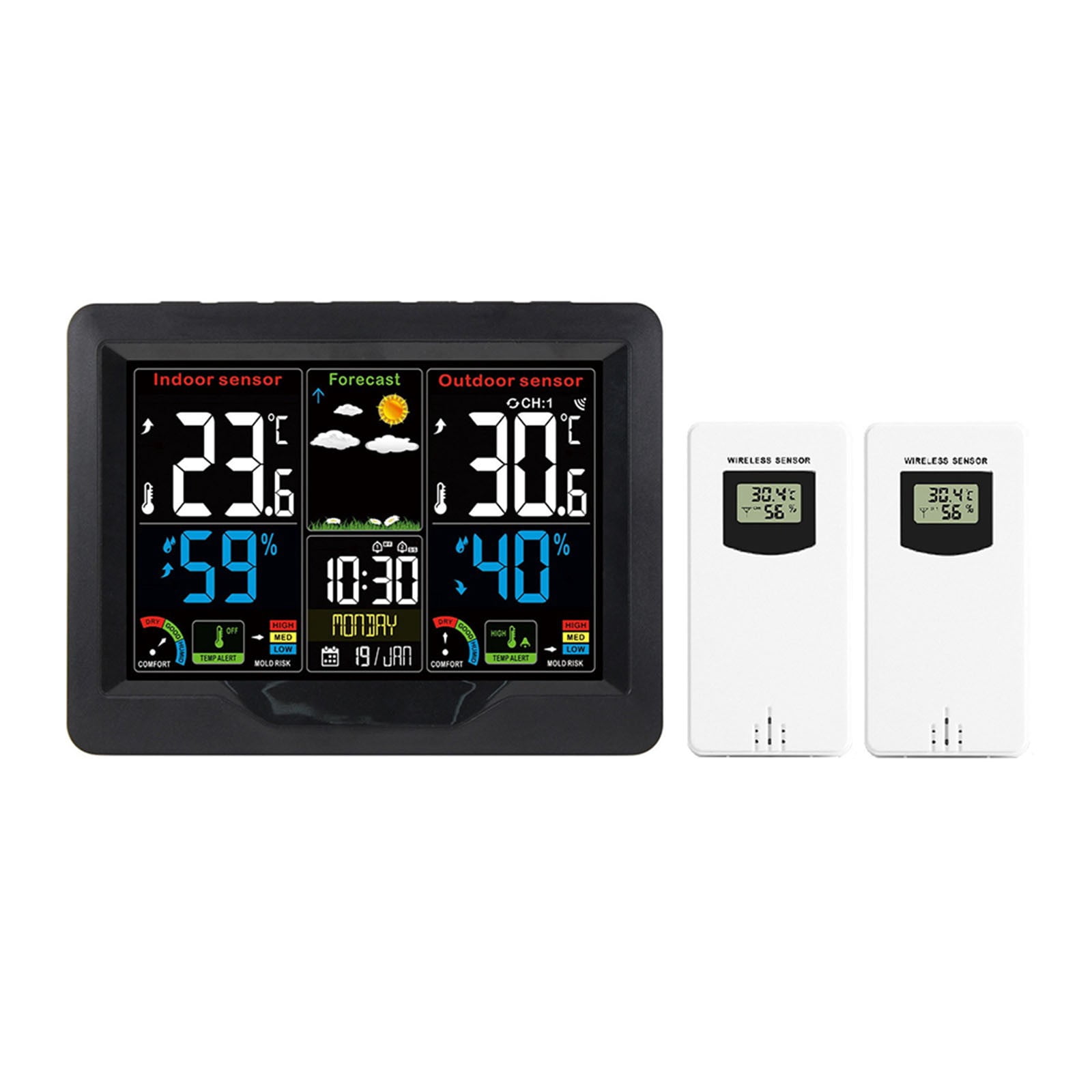 Mosiee 7.5\" Color Large Weather Stations Wireless Indoor Outdoor With ...