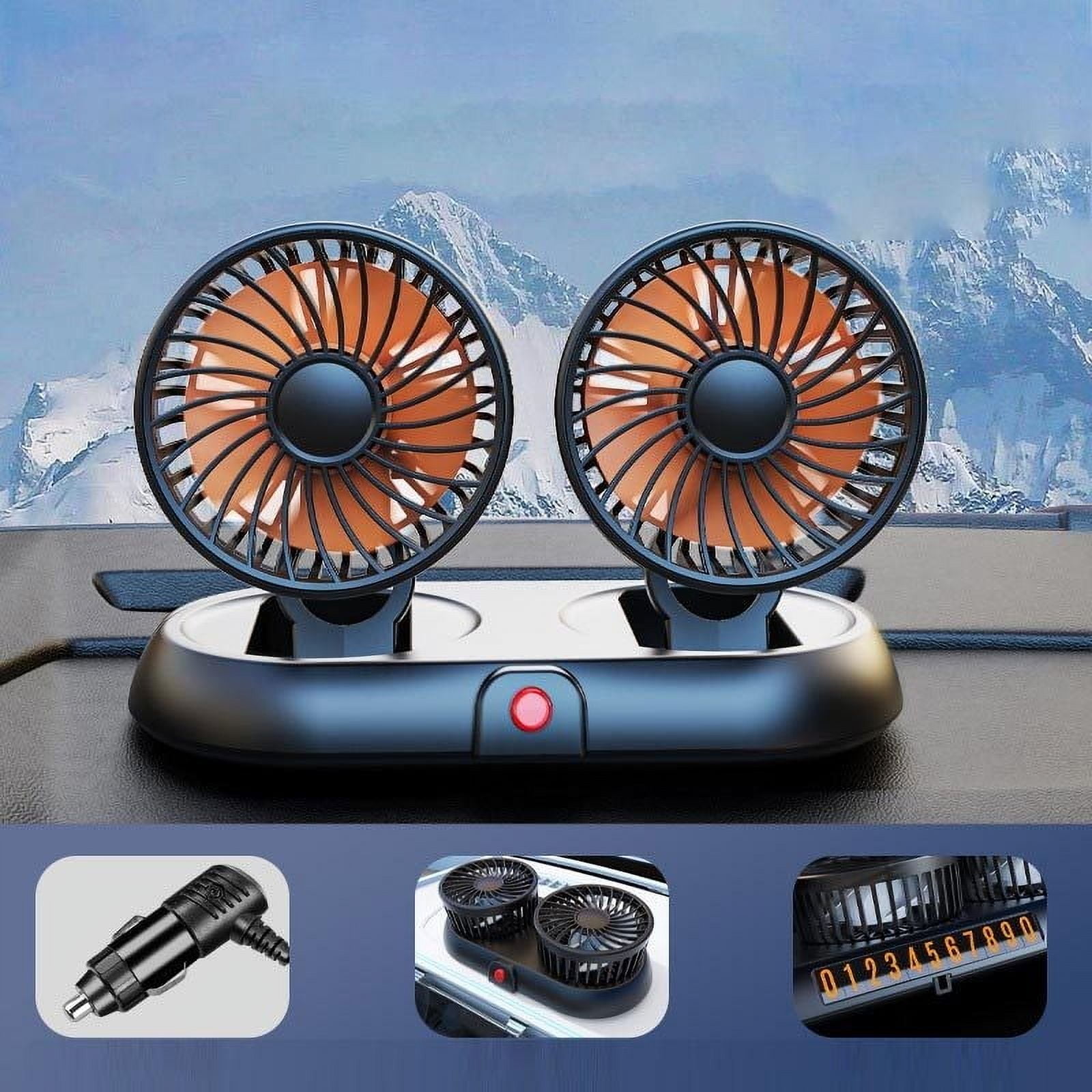 Mosiee Car Fan Cooling Car Fan 2 Heads Usb 360° Adjustable Car Cooler ...