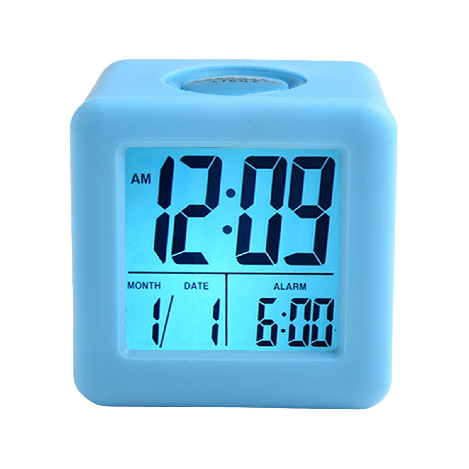 Mosiee Compact Square Digital Alarm Clock with Silicone Protection and ...