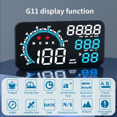 Geloo Car HUD Head Up Display OBD+GPS Digital Speedometer Multifunction ...