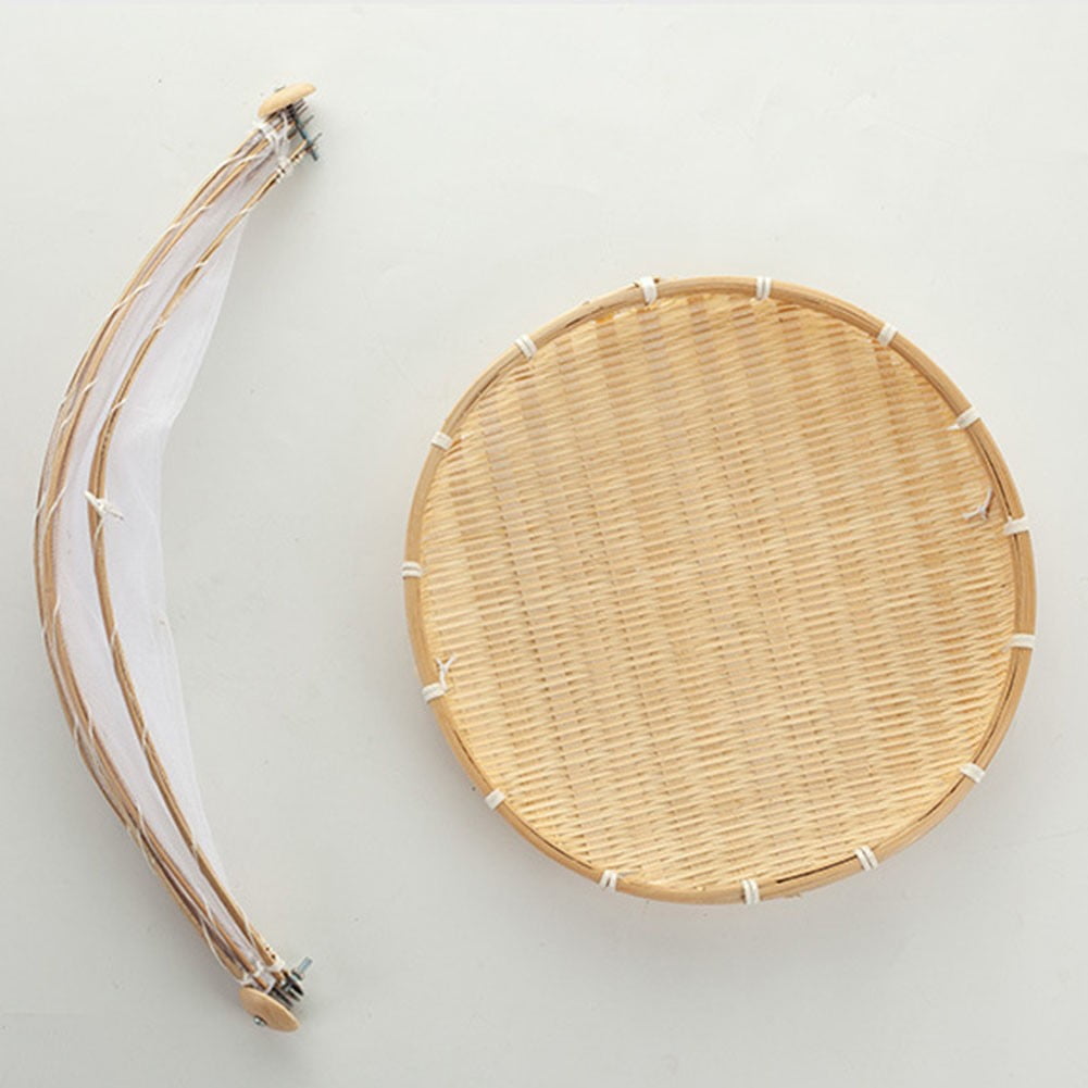 Mosiee Natural Dome Shaped Woven Storage Basket With Net Cover For Food ...