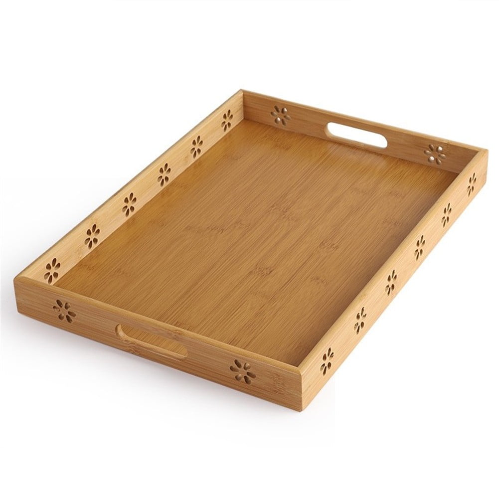 Mosiee Rectangular Buffet Platters With Cut Out Handles Wooden Serving ...
