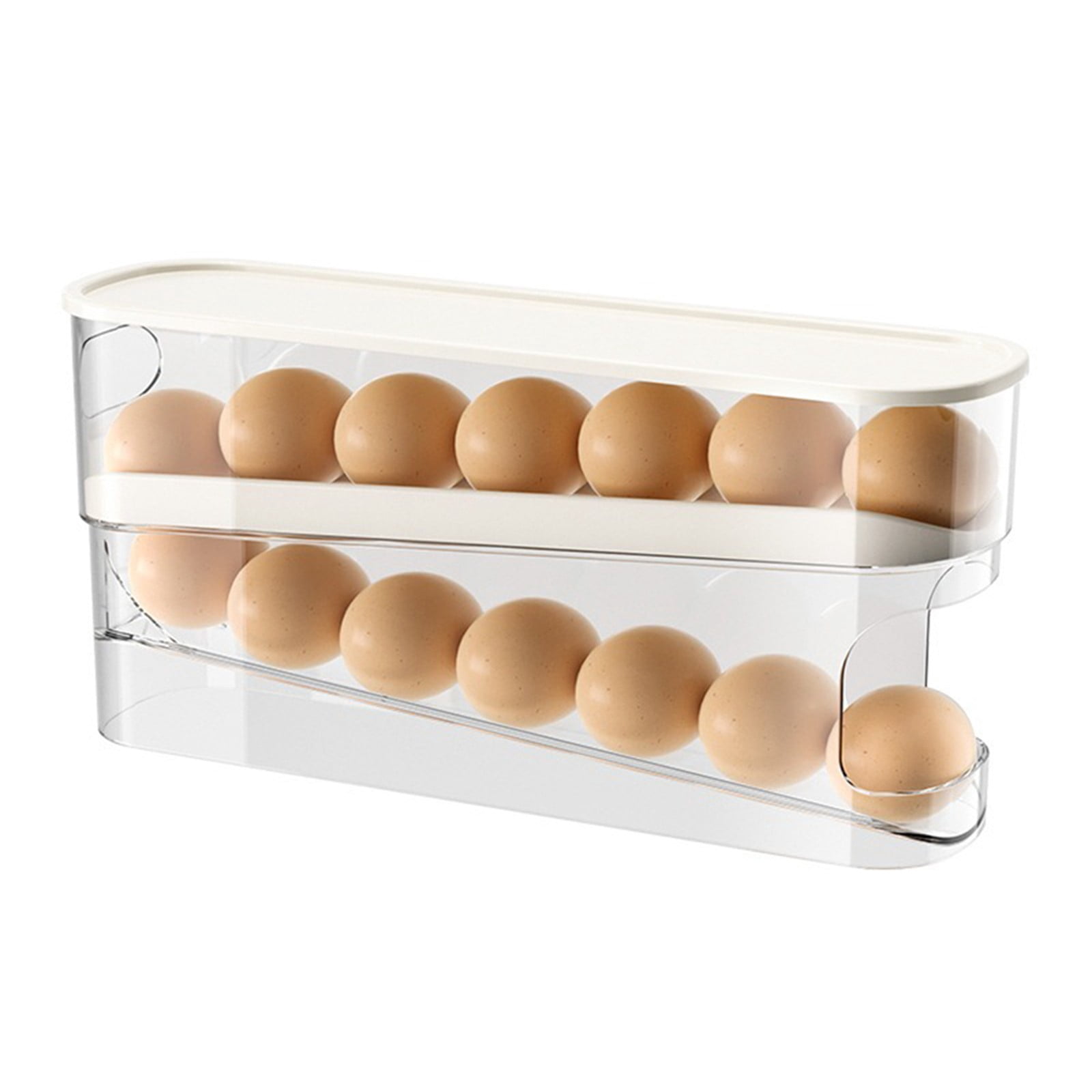 Mosiee Refrigerator Egg Double Layer Storage Box Automatic Scrolling ...